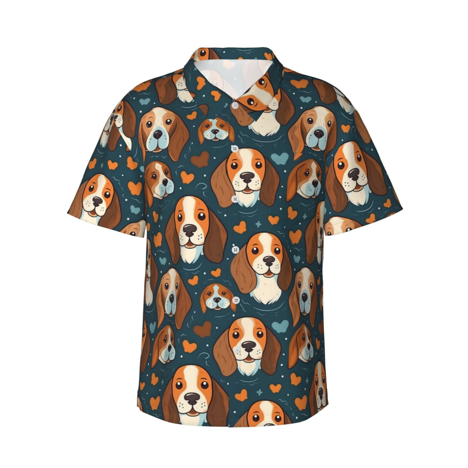 Logiee Cute Puppy Print Mens Hawaiian Shirts,Loose-Fit Short Sleeve ...