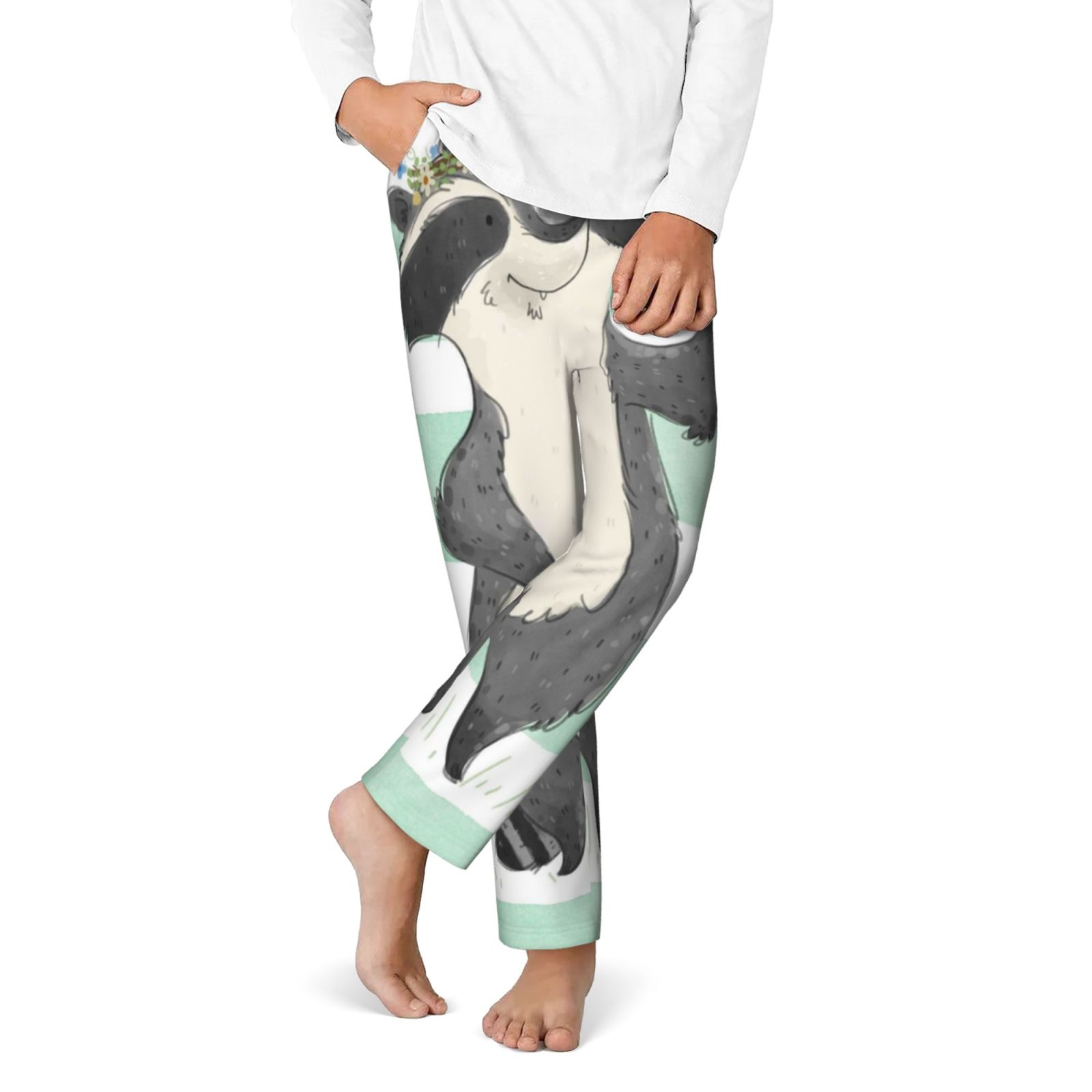 Logiee Cute Raccoon Print Teenagers' Pajama Pants ,Boys Bottoms,Long ...