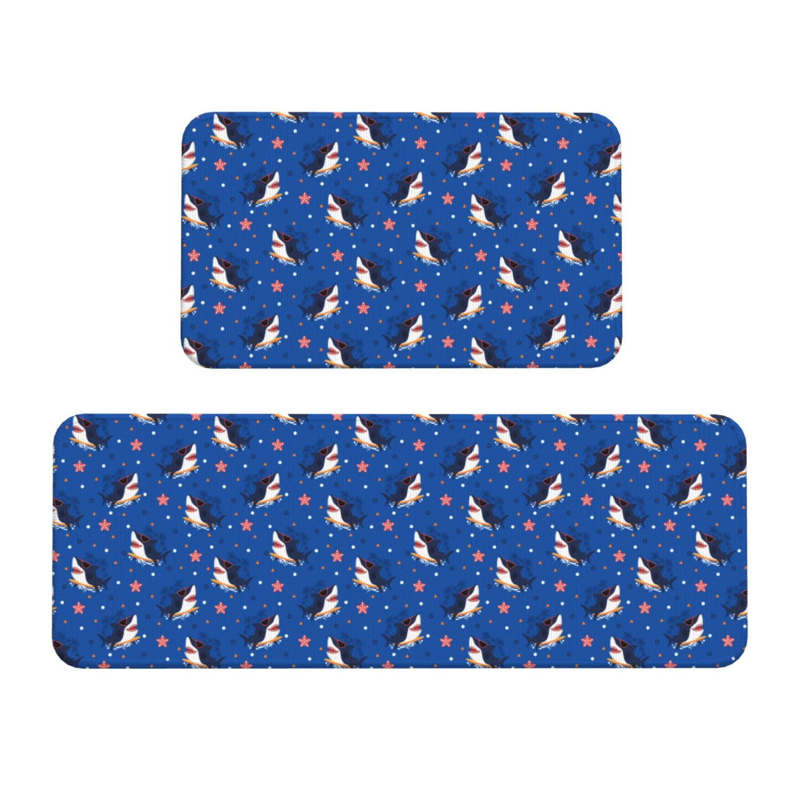 Logiee Cute Shark Cartoon Print Kitchen Mats for Floor Sets of 2 ...