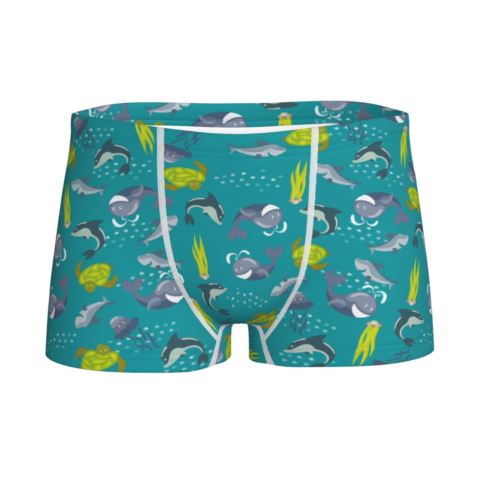 Logiee Cute Shark Turtle Print Boys' Boxer Briefs,Tween Boy Underwear ...