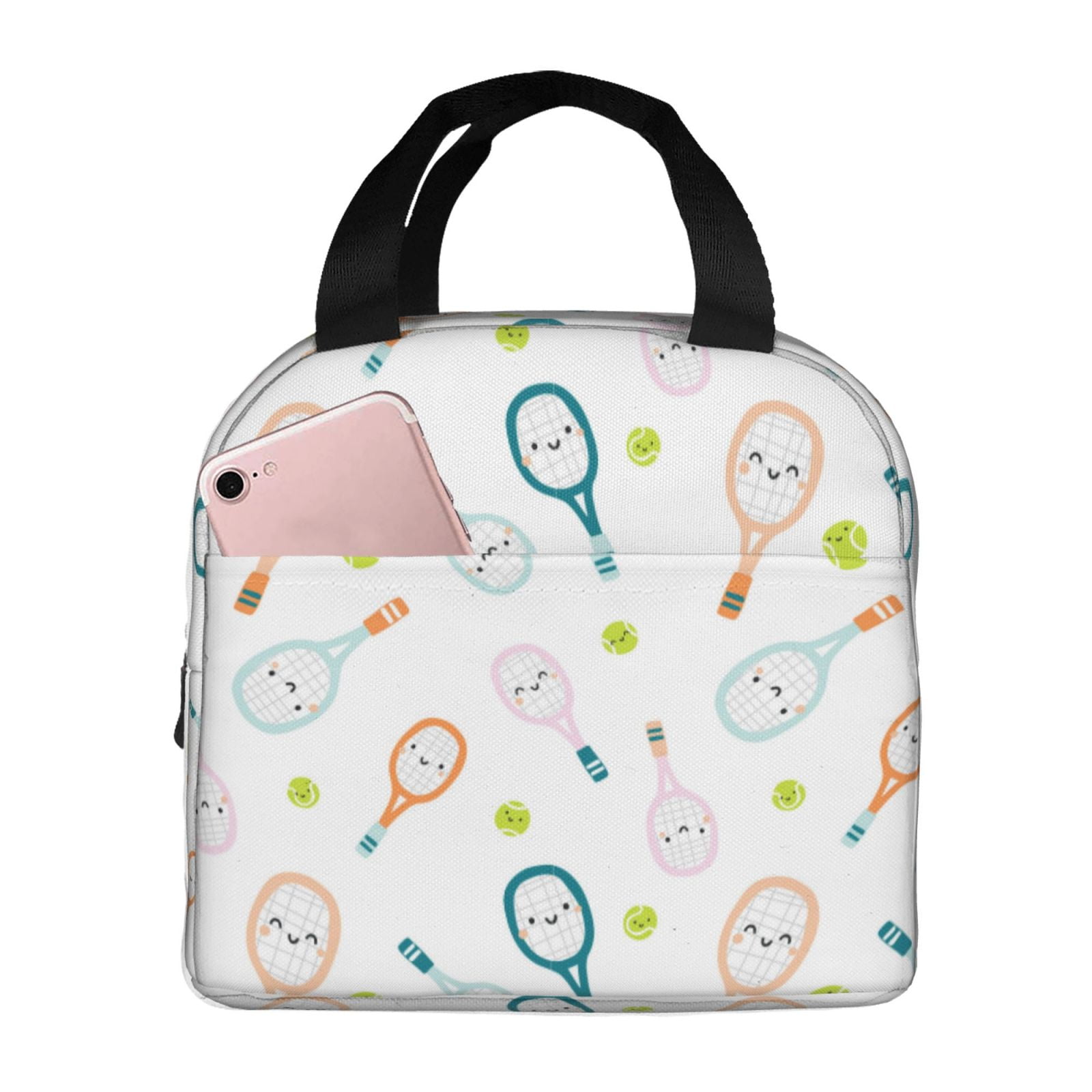 Logiee Cute Tennis Rackets Print Lunch Bag,Lunch Box for Women Men ...