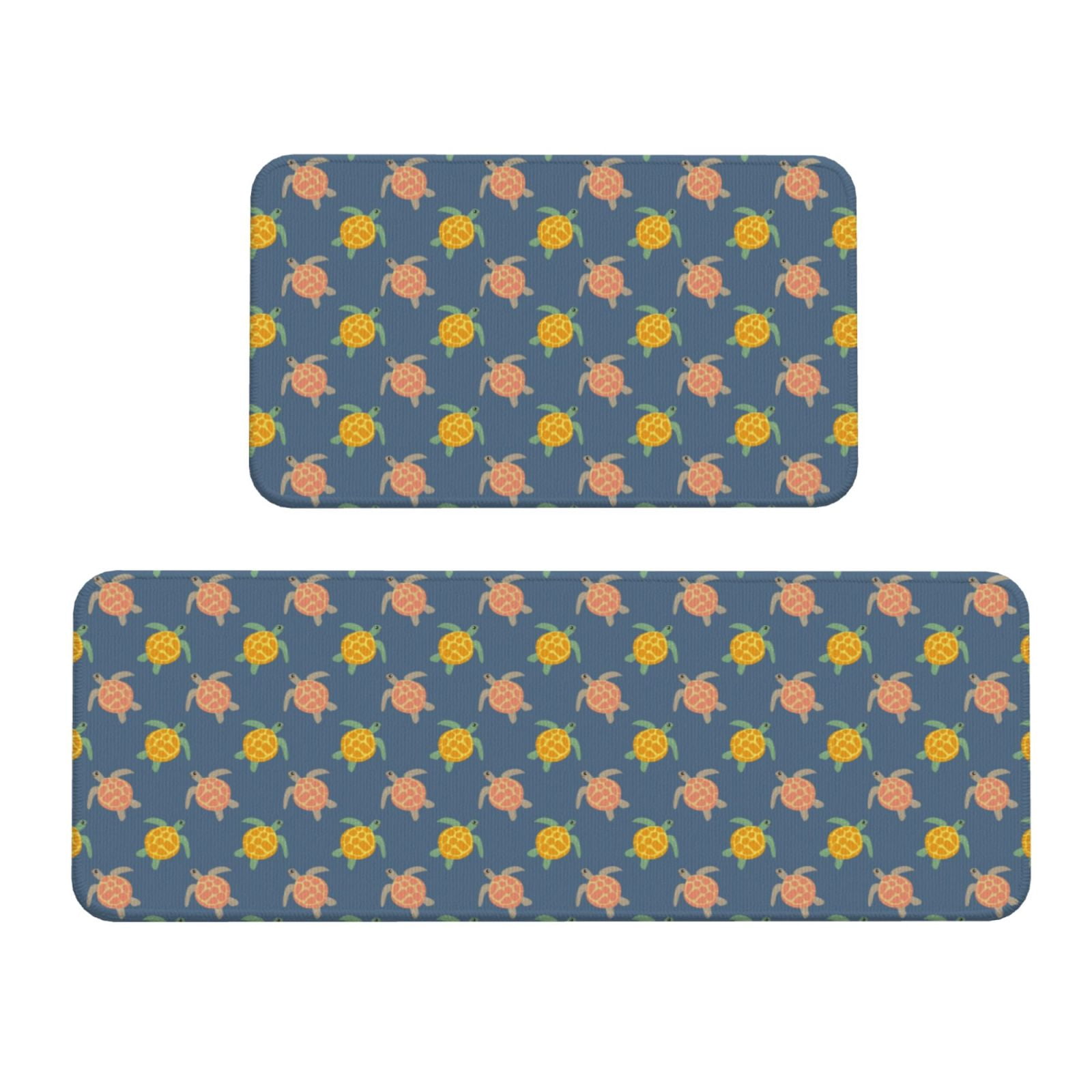 Logiee Cute Turtle Print Kitchen Mats for Floor Sets of 2,Waterproof ...