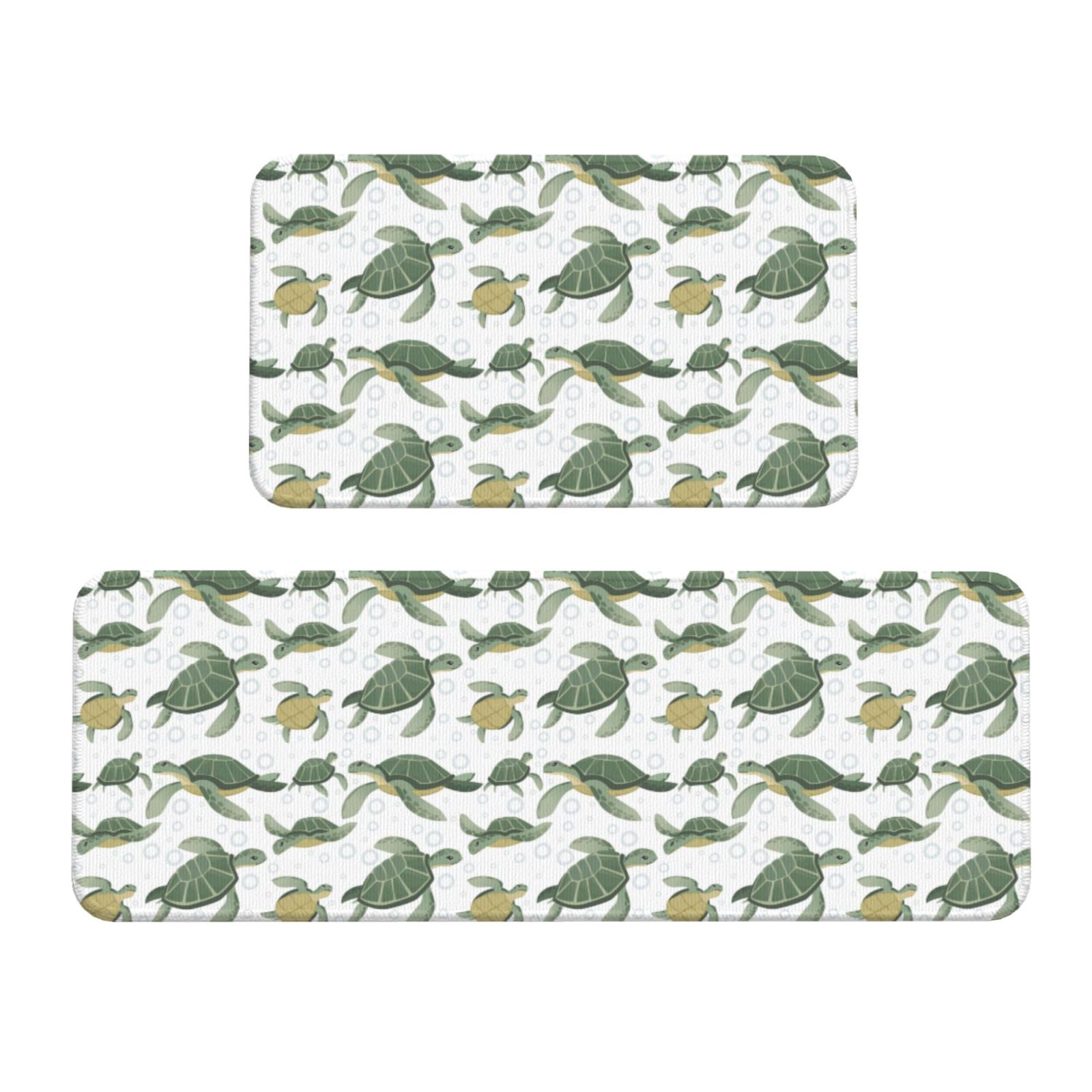 Logiee Cute Turtle Print Kitchen Mats for Floor Sets of 2,Waterproof ...