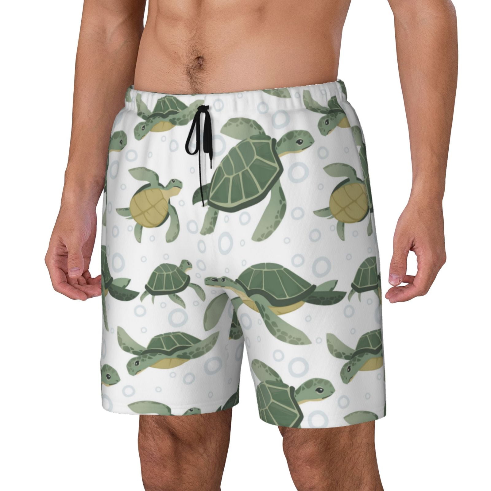 Logiee Cute Turtle Print Men's Swim Trunk,Quick Dry Board Shorts ,Men's ...