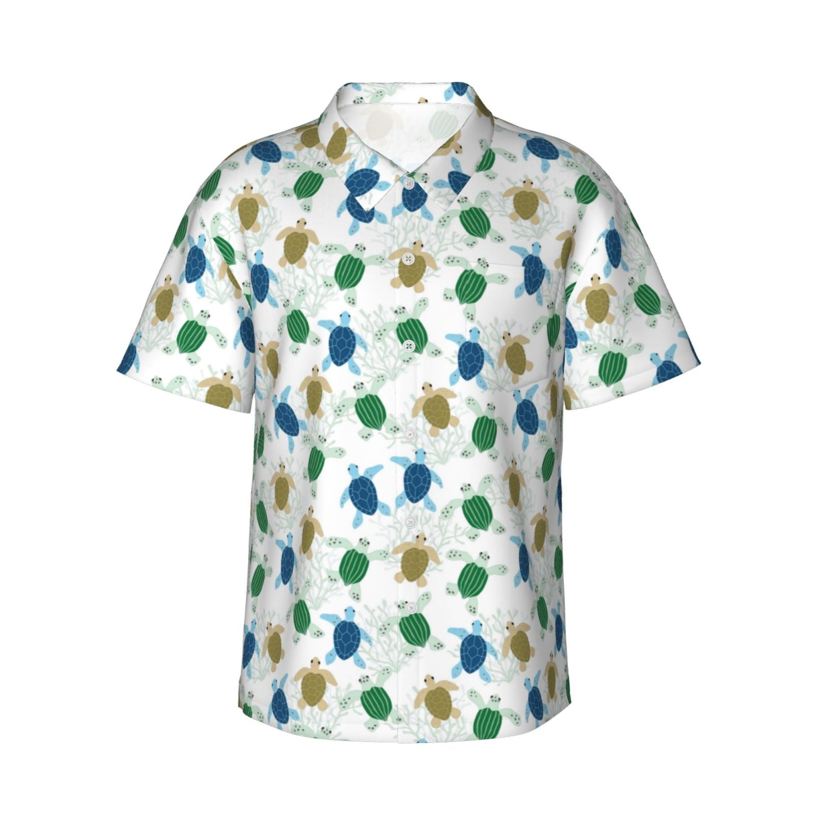 Logiee Cute Turtle Print Mens Hawaiian Shirts,Loose-Fit Short Sleeve ...