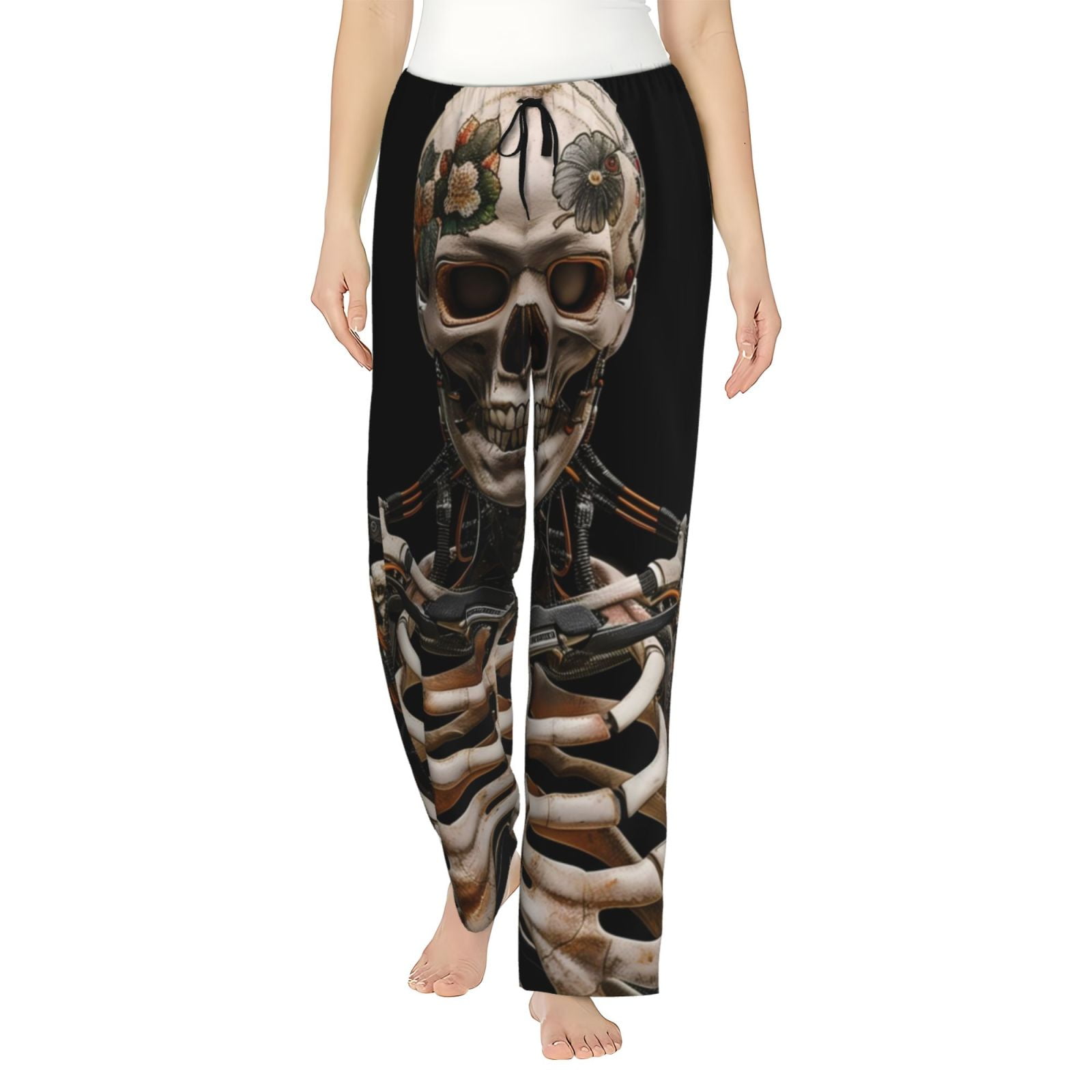 Logiee Cyber Skeleton With Tattoos Print Women Pajama Pants,Comfy Pj ...