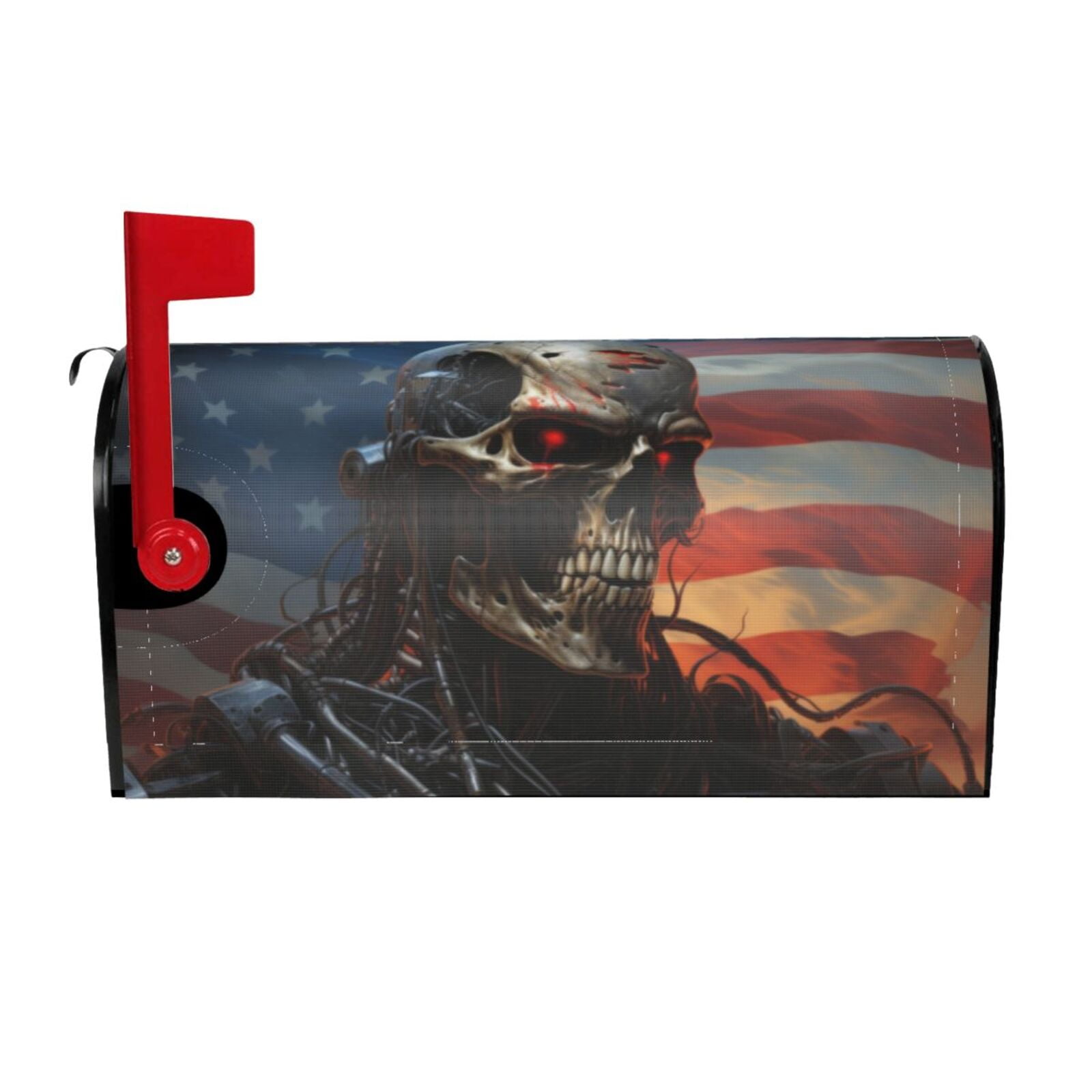 Logiee Cyberpunk Skull American Flag Print Post Letter Box Wrap Decor ...