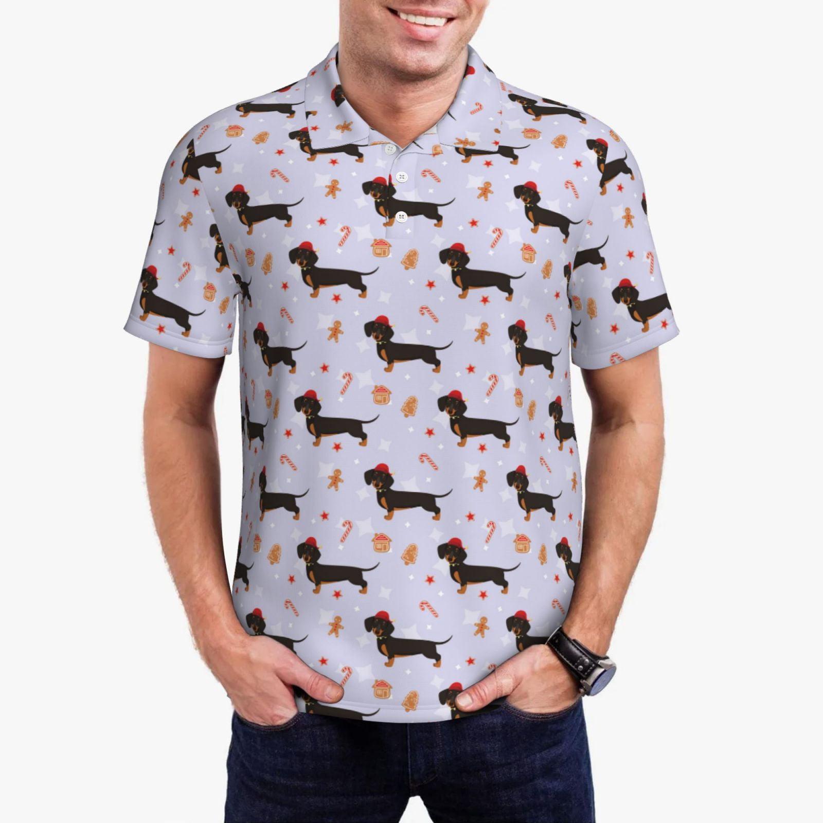 Logiee Dachshund Dog Puppy Print Mens Polo Shirts,Mens Golf Polo Shirts ...