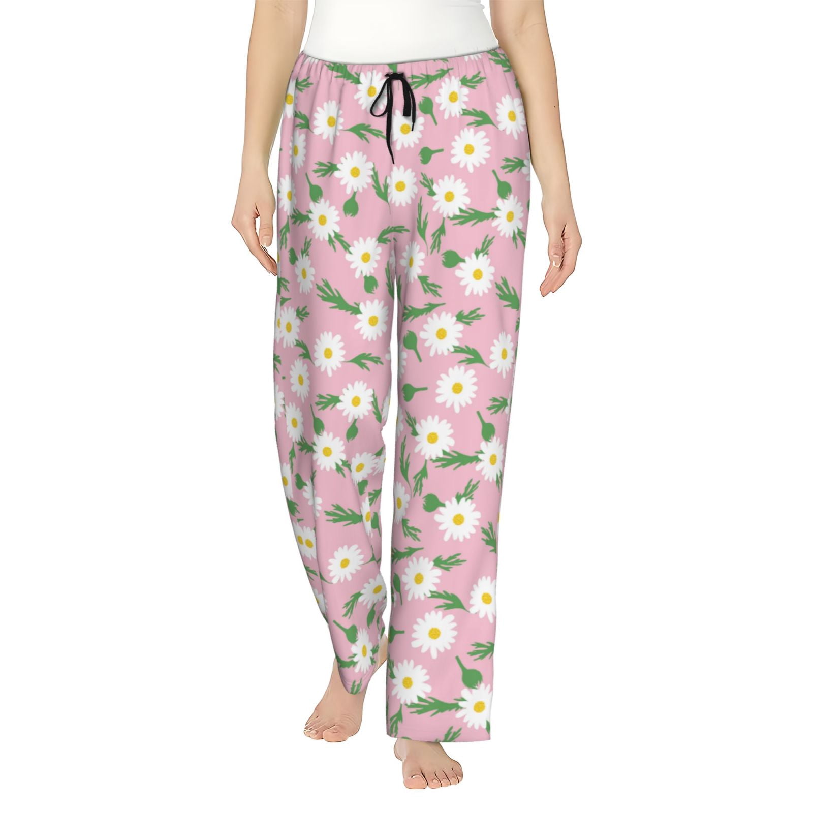 Logiee Daisies Flowers Print Women Pajama Pants,Comfy Pj Bottom with ...