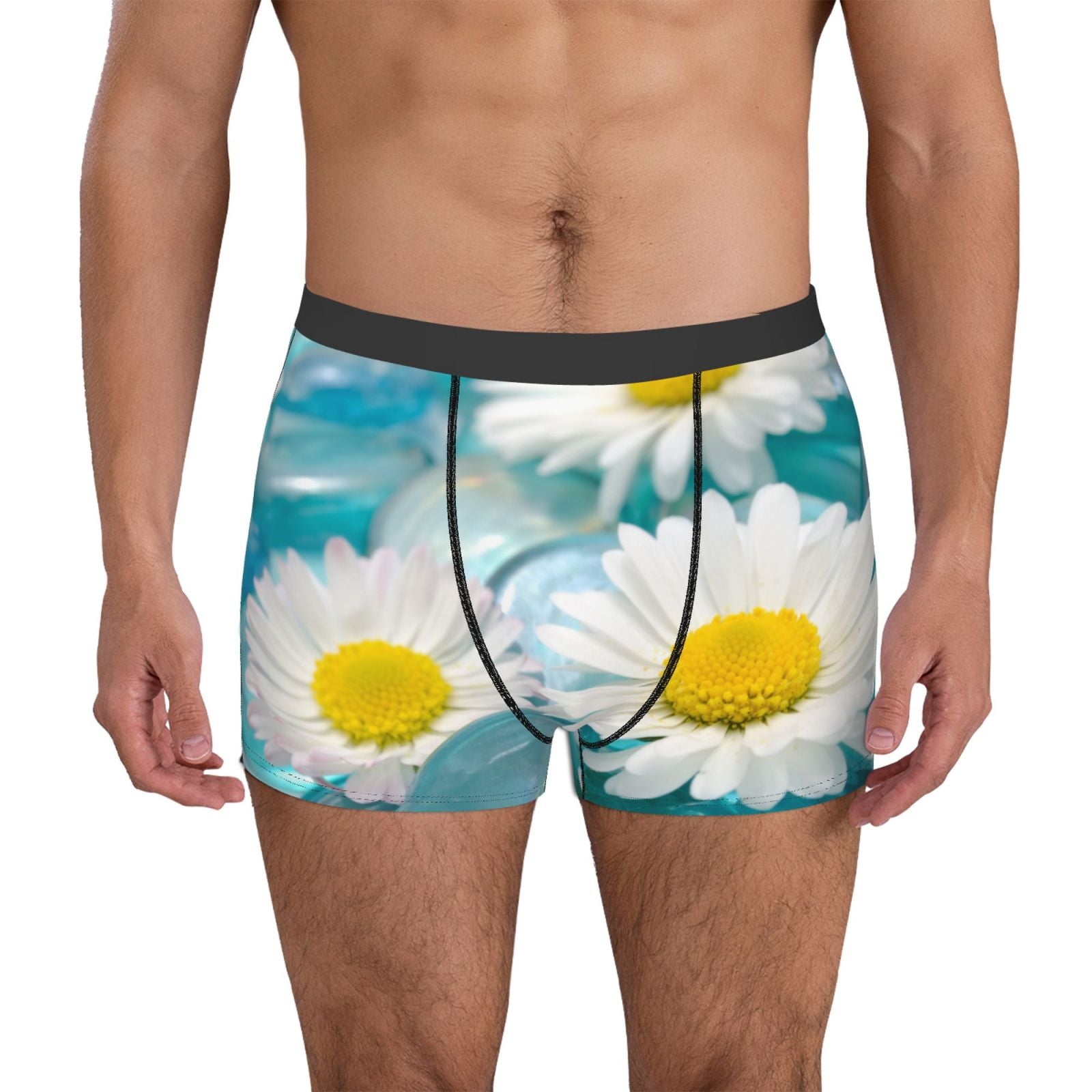Logiee Daisy Flowers Print Mens Boxer Briefs,Boxer Briefs for Men ...
