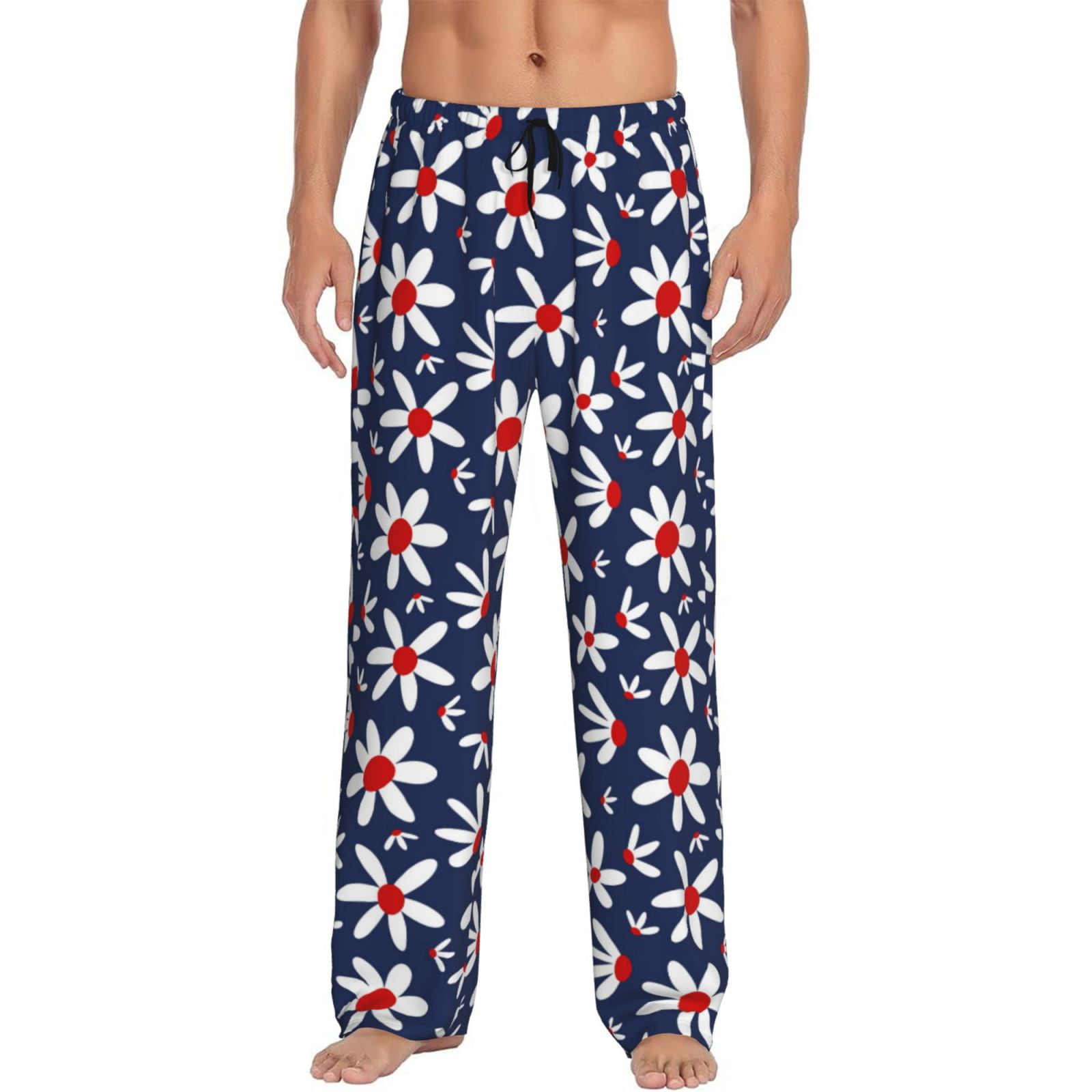Logiee Daisy Flowers Print Pajama Pants for Men,Men’s Pajama Bottoms,Mens PJ Pants with Pockets ...
