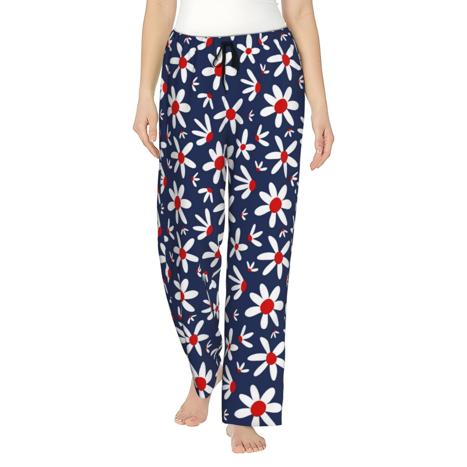 Logiee Daisy Flowers Print Women Pajama Pants,Comfy Pj Bottom with ...