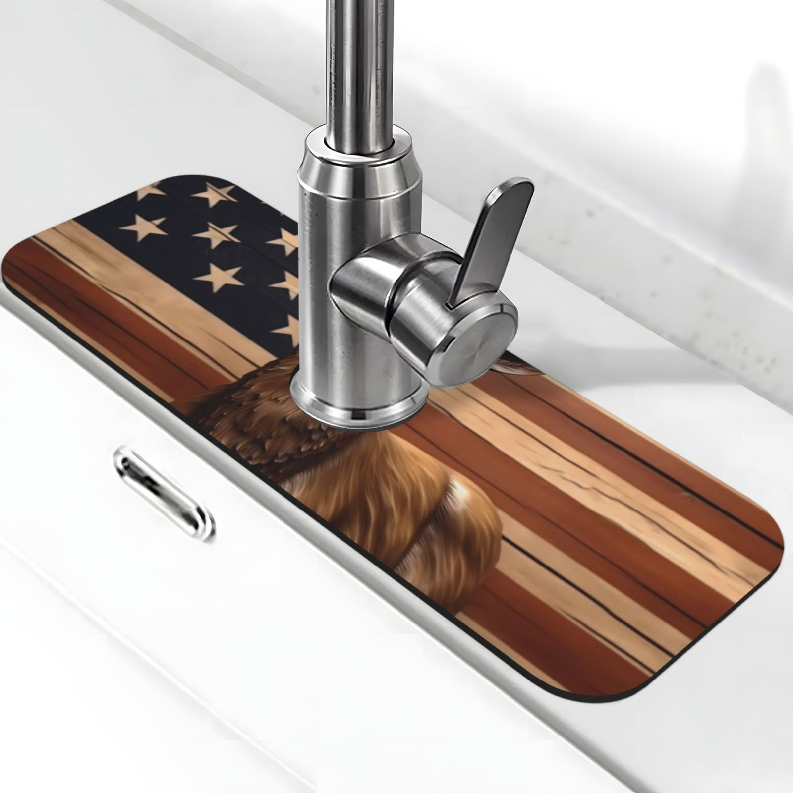 Logiee Deer American Flag Vintage Print Kitchen Sink Splash Guard ...