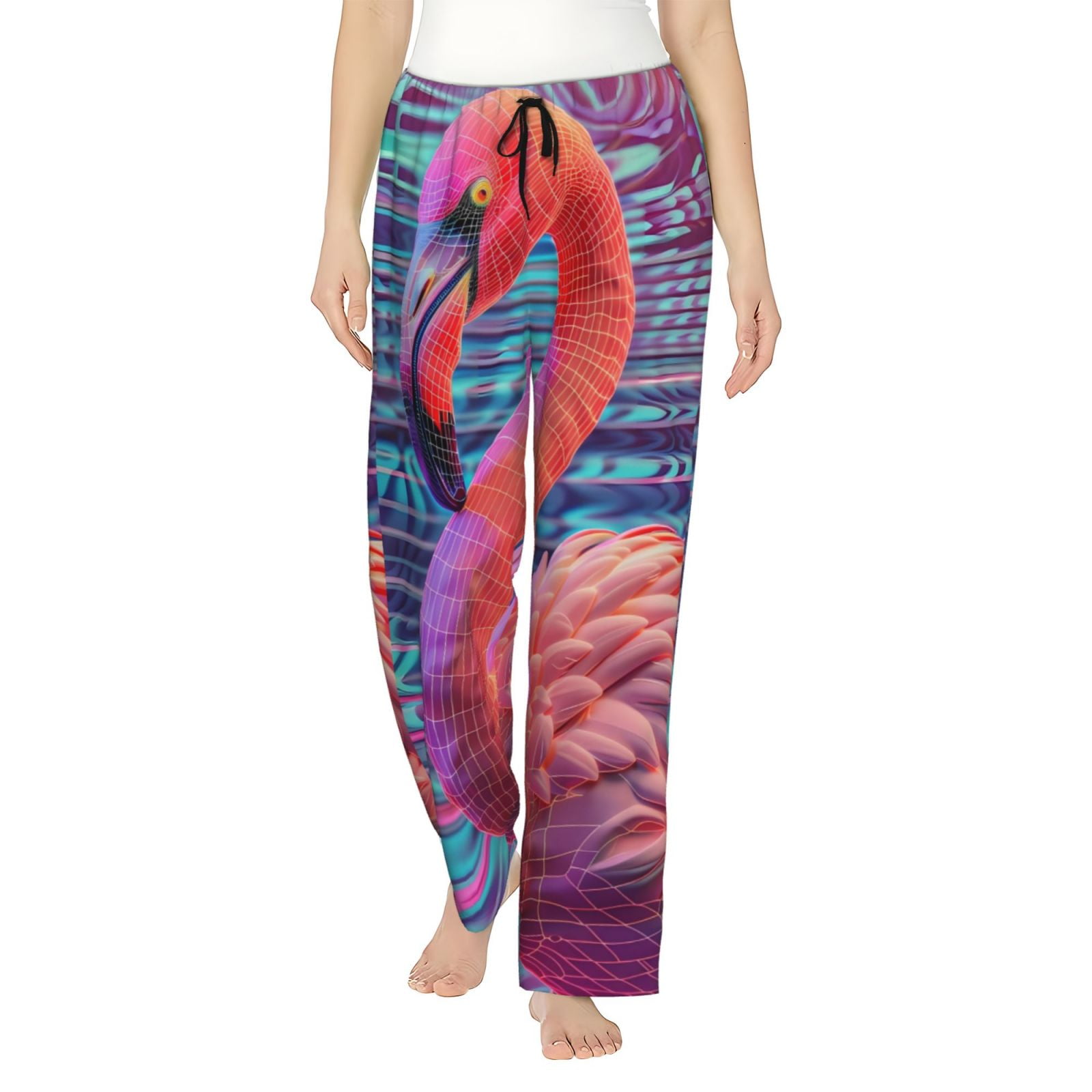 Logiee Digital Flamingo Vibrant Art Print Women Pajama Pants,Comfy Pj ...