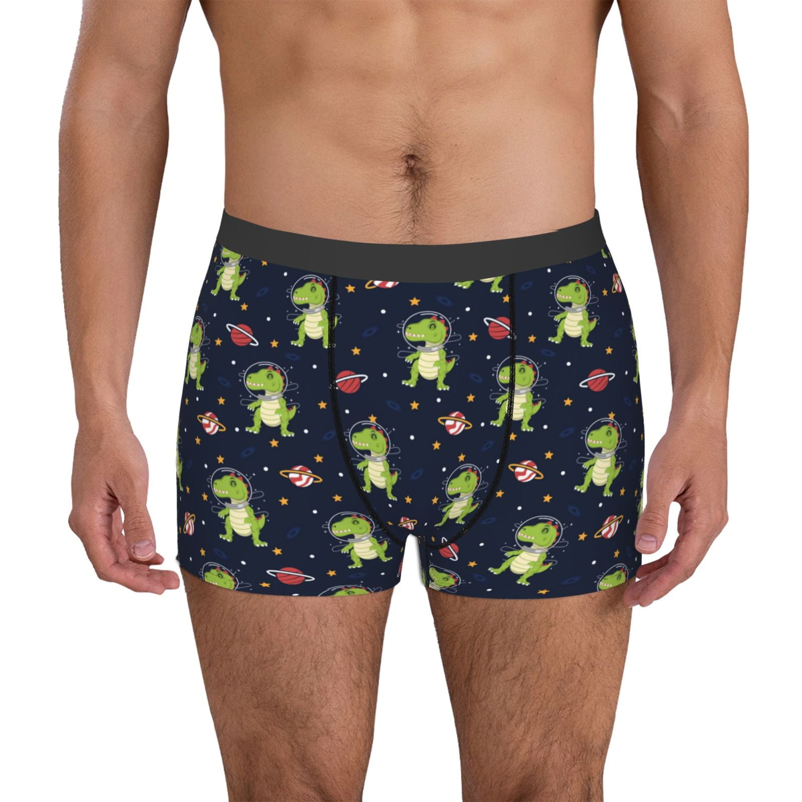 Logiee Dinosaur Astronaut Print Mens Boxer Briefs,Boxer Briefs for Men ...