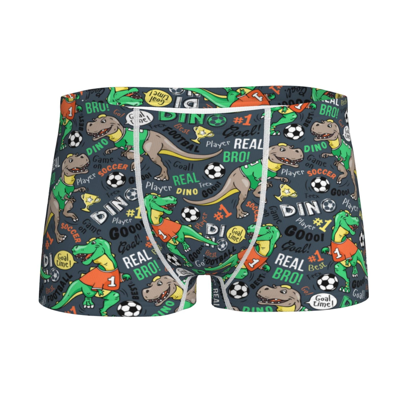 Logiee Dinosaur Plays Soccer Print Boys' Boxer Briefs,Tween Boy ...