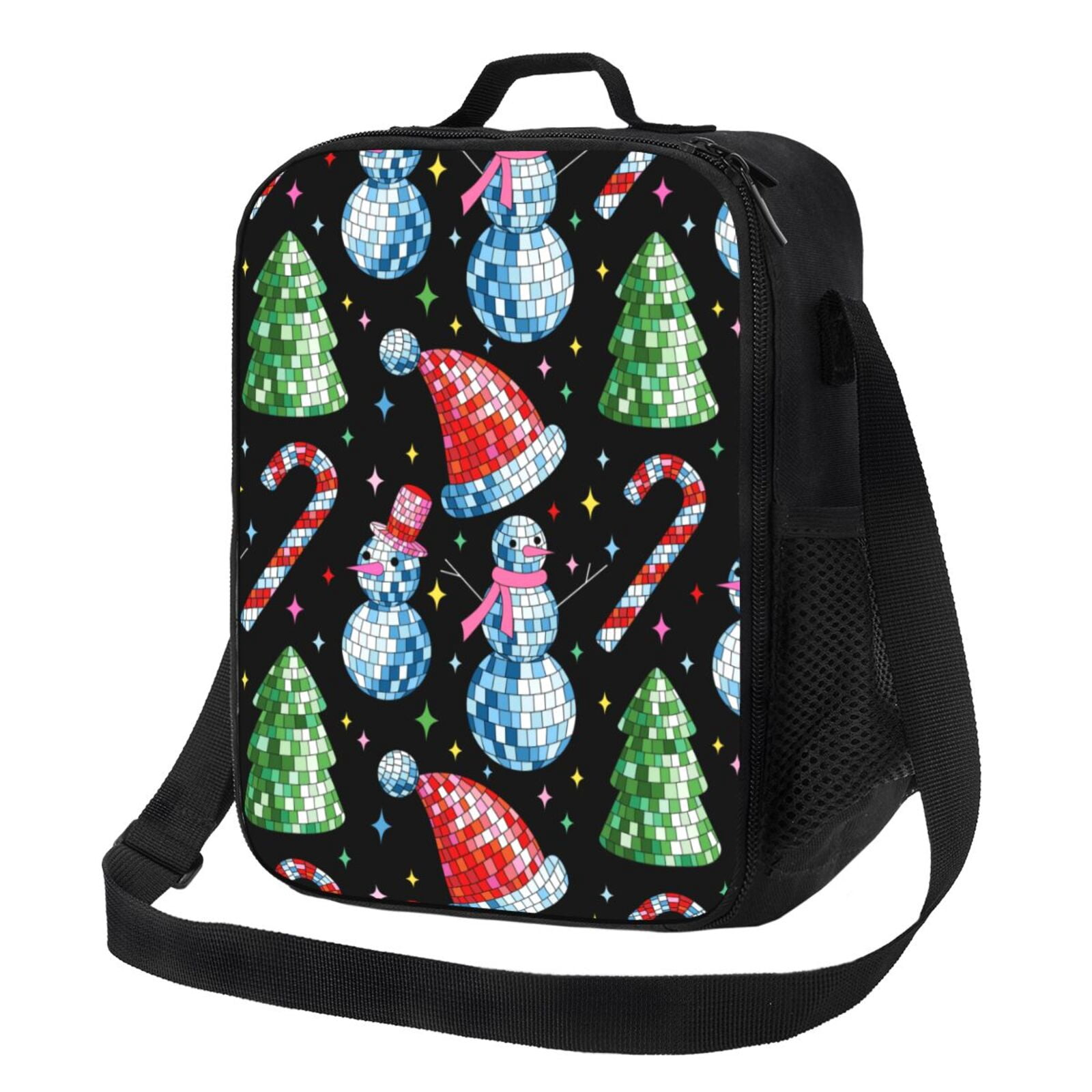 Logiee Disco Mirror Ball Snowman Print Insulated Lunch Bag for Women ...