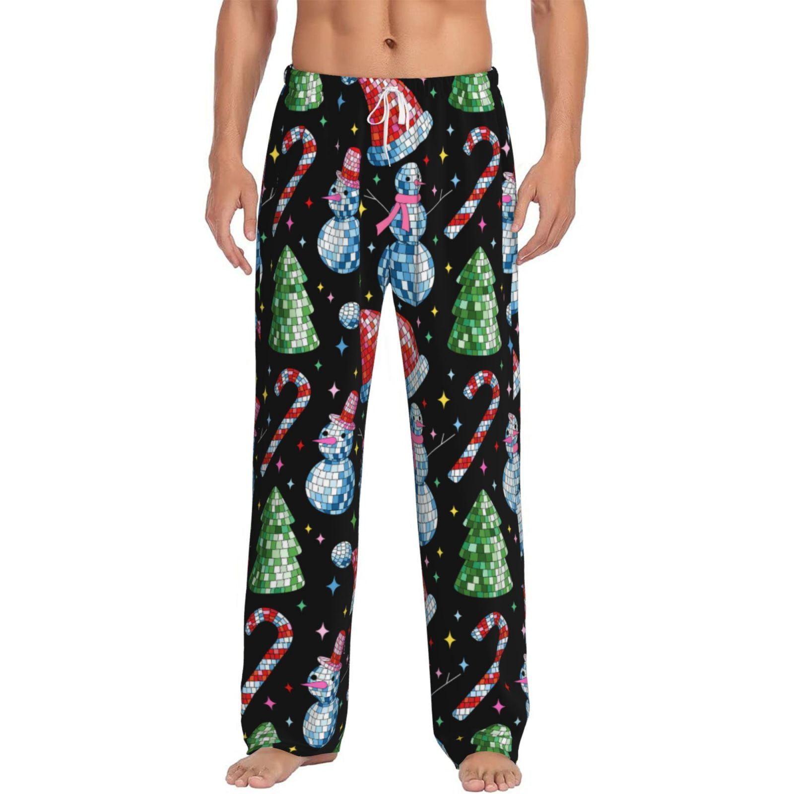 Logiee Disco Mirror Ball Snowman Print Pajama Pants for Men,Men’s ...
