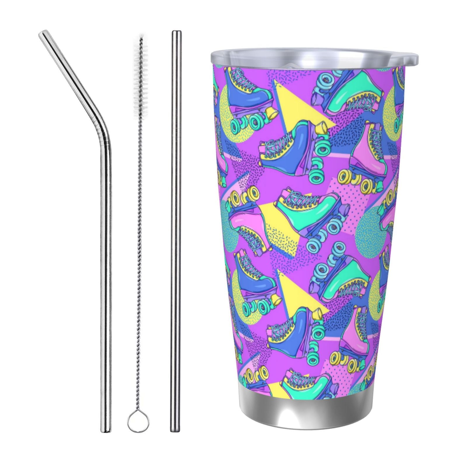 Logiee Disco Roller Skates Print 20OZ Car Cup with Lid, Stainless Steel ...