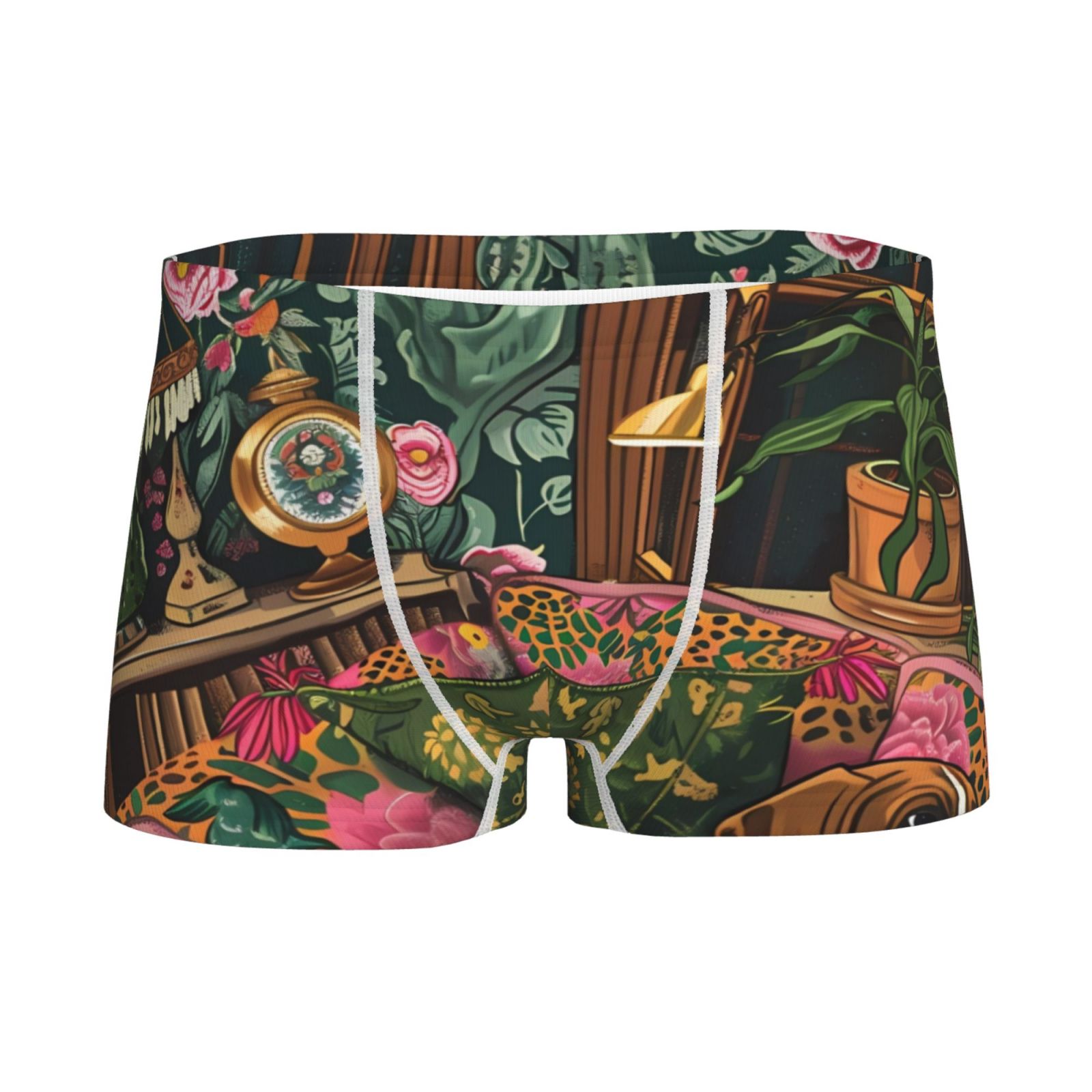 Logiee Dog On Floral Couch Print Boys' Boxer Briefs,Tween Boy Underwear ...