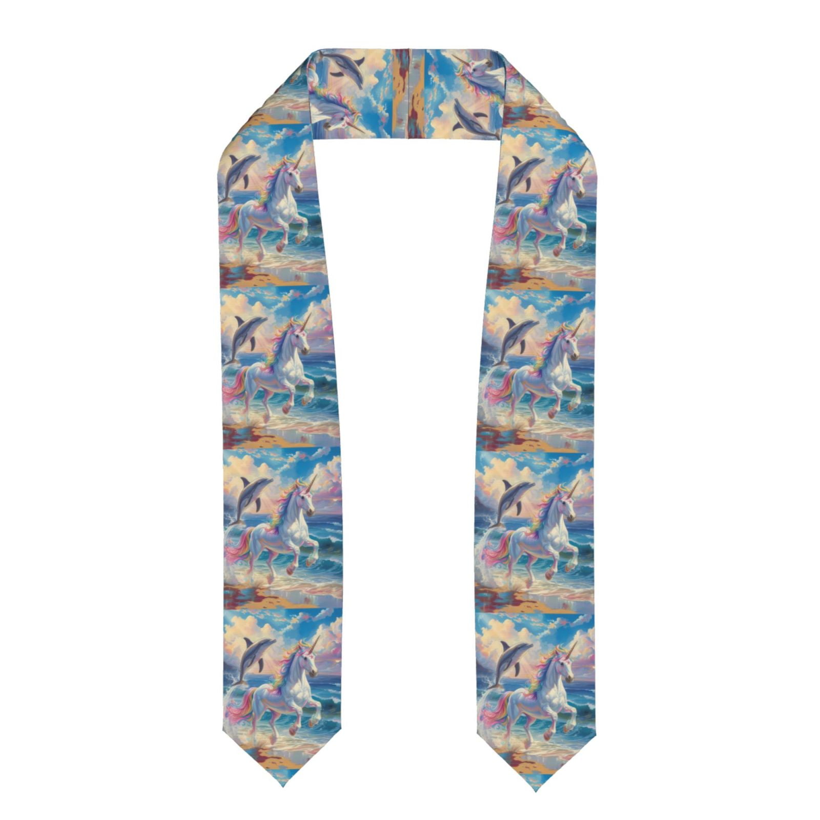Logiee Dolphin Rainbow Horse Print Unisex Adult Graduation Stole Shawl ...