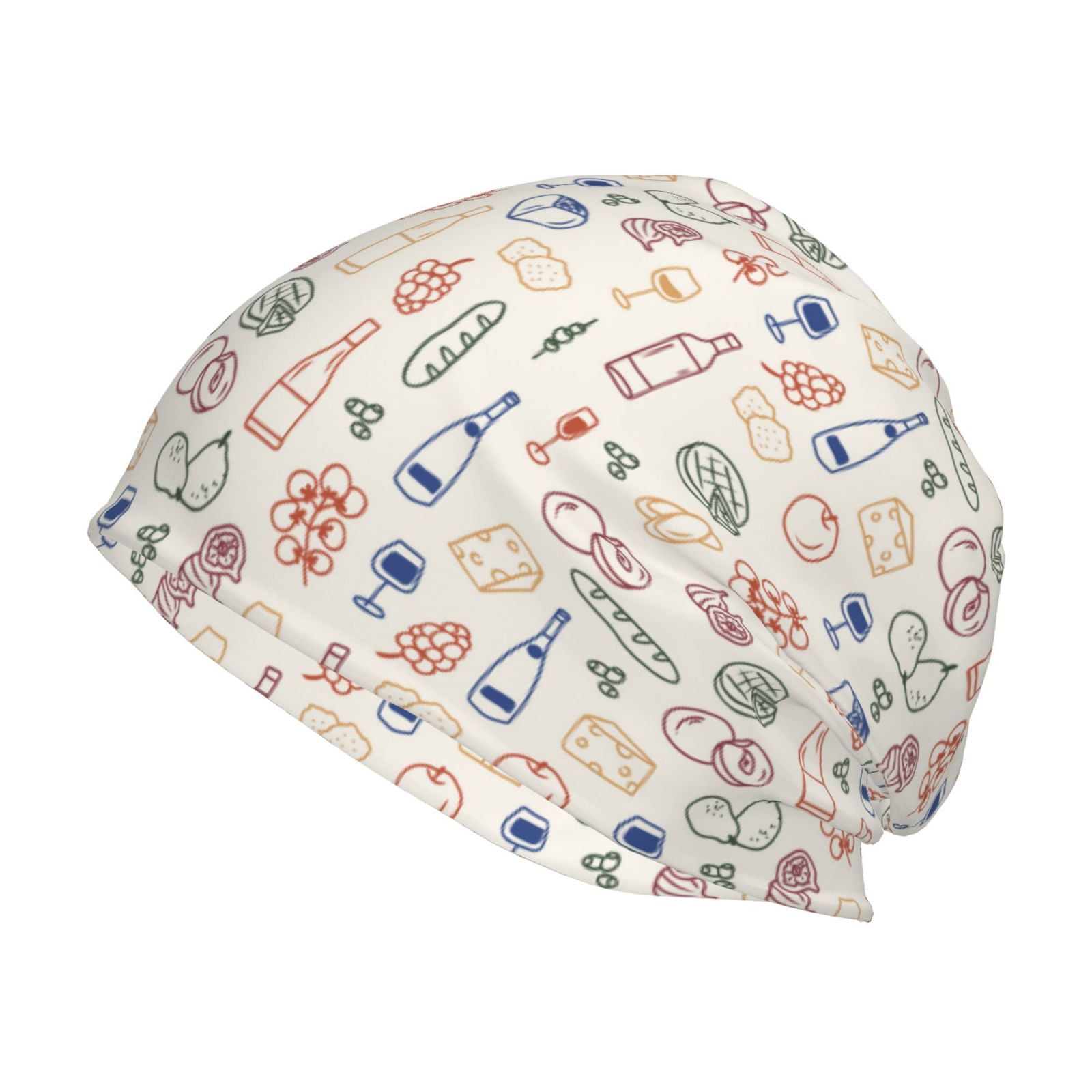 Logiee Doodle Wine Print Unisex Knit Beanie for Men Women Winter Hat ...