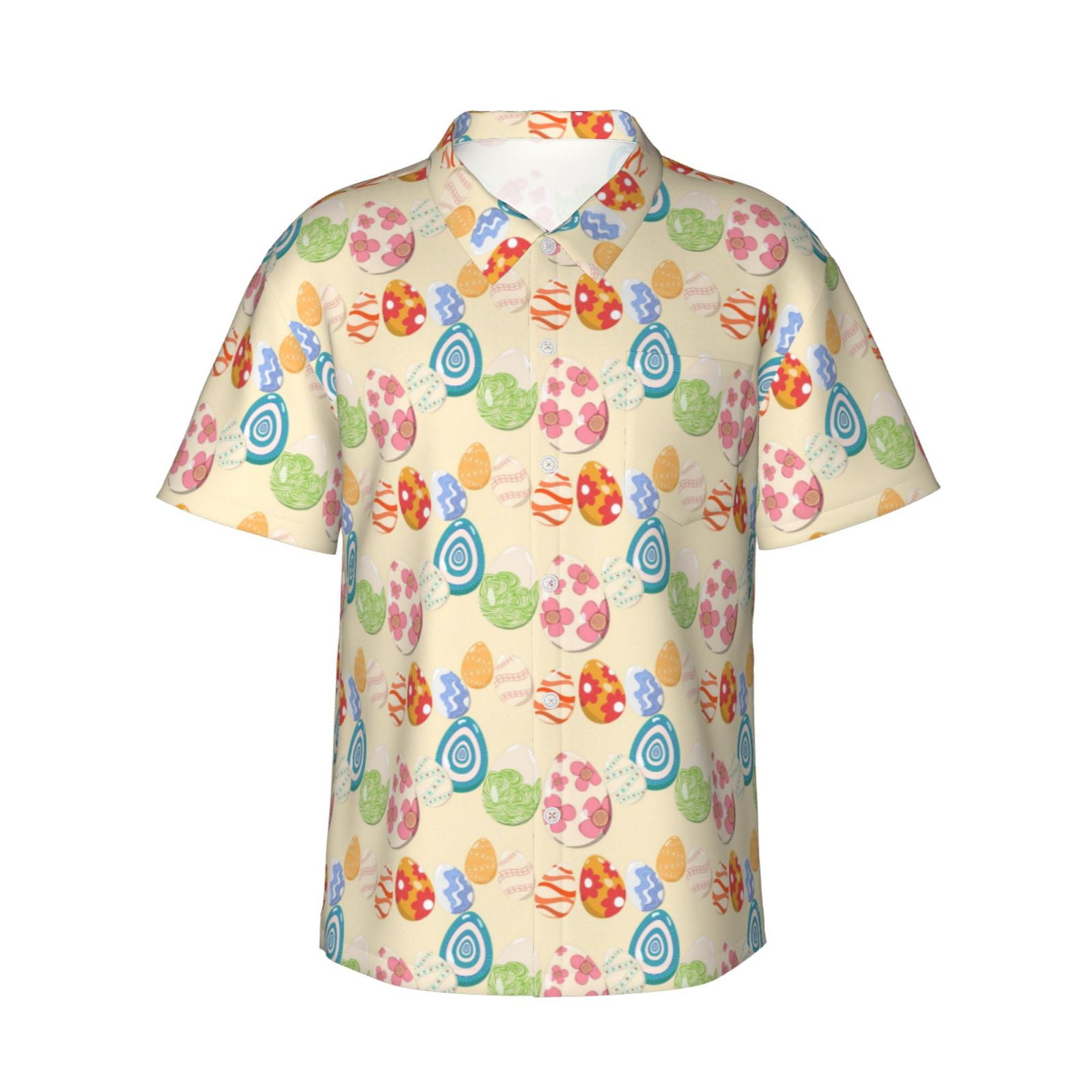 Logiee Easter eggs Print Mens Hawaiian Shirts,Loose-Fit Short Sleeve ...