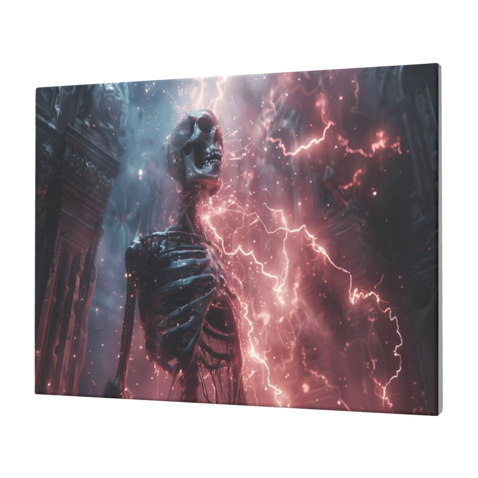 Logiee Electric Skeleton Surrealism Print Canvas Wall Art,Canvas ...
