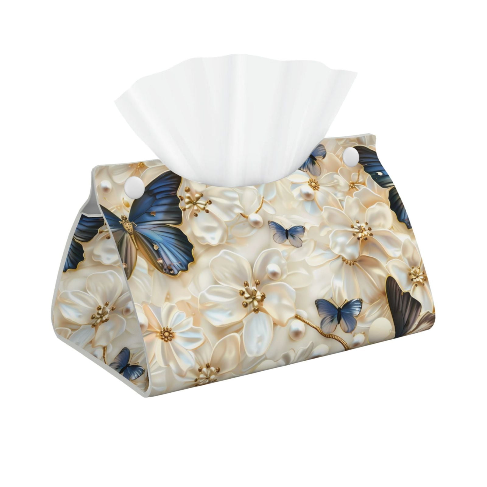 Logiee Elegant Butterflies And Pearls Print Tissue Box Cover,Stylish ...