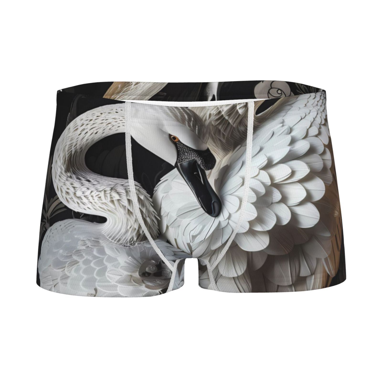 Logiee Elegant Swans Black Background Print Boys' Boxer Briefs,Tween ...