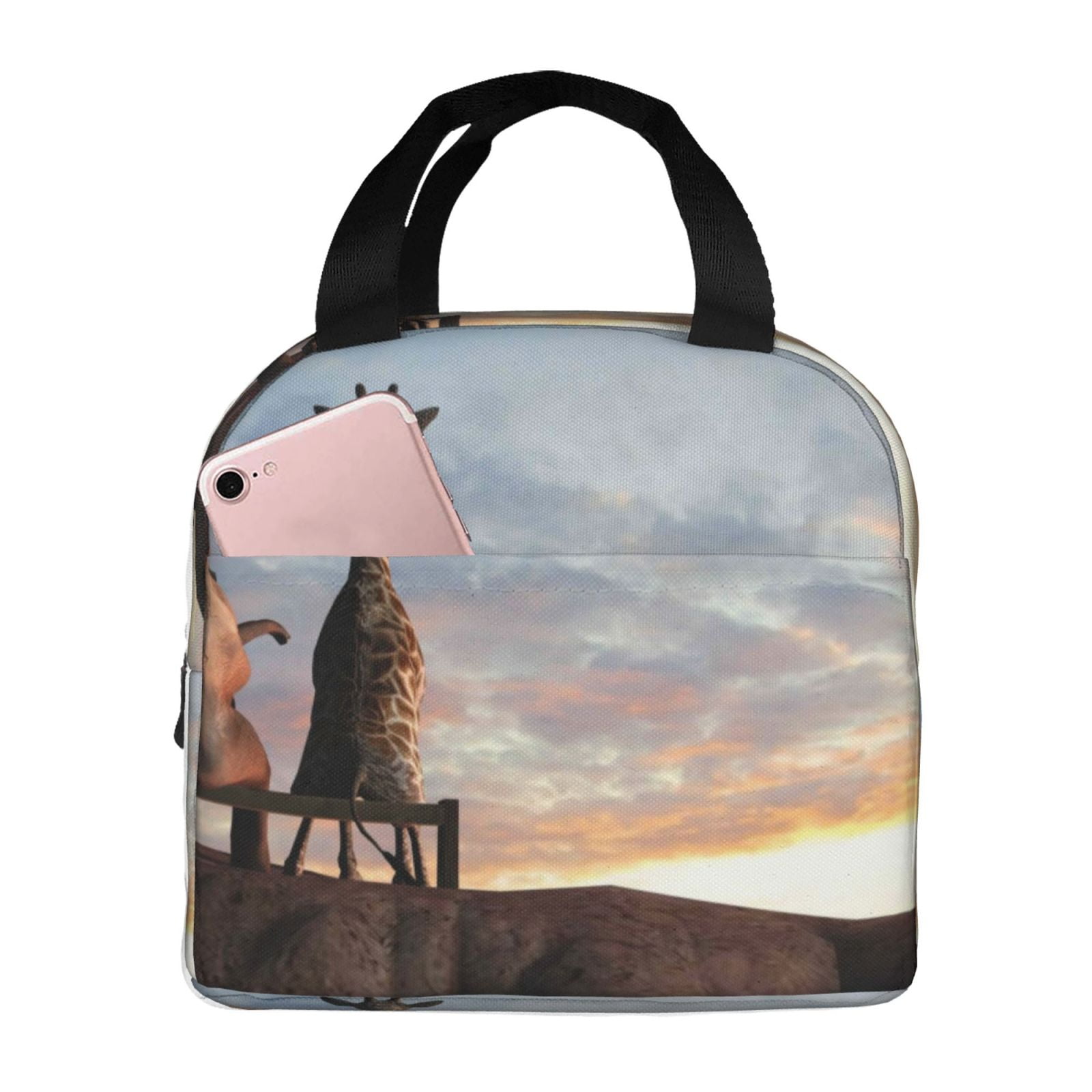 Logiee Elephant Giraffe Print Lunch Bag,Lunch Box for Women Men ...