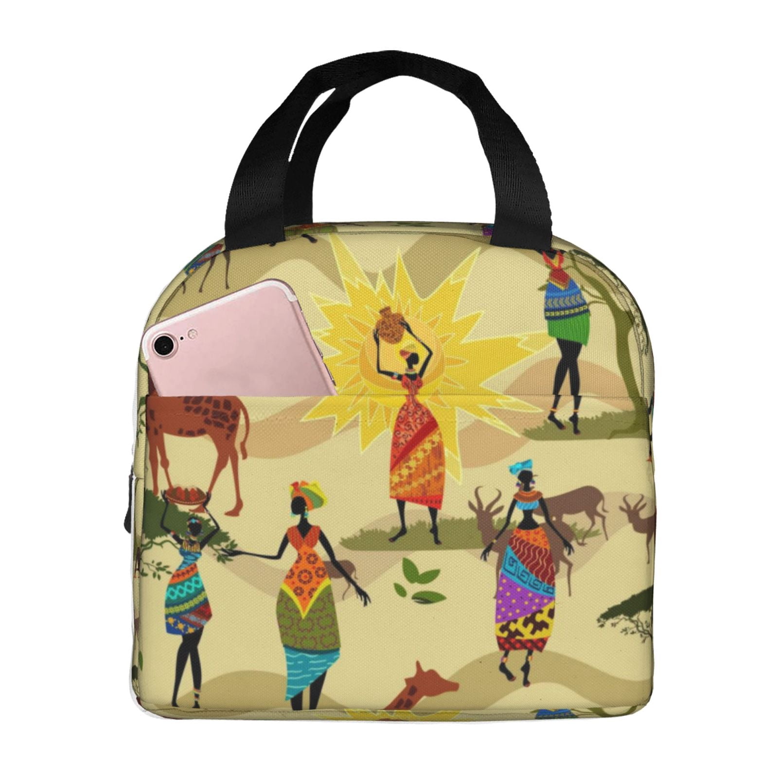 Logiee Ethnic African Print Lunch Bag,Lunch Box for Women Men,Insulated ...