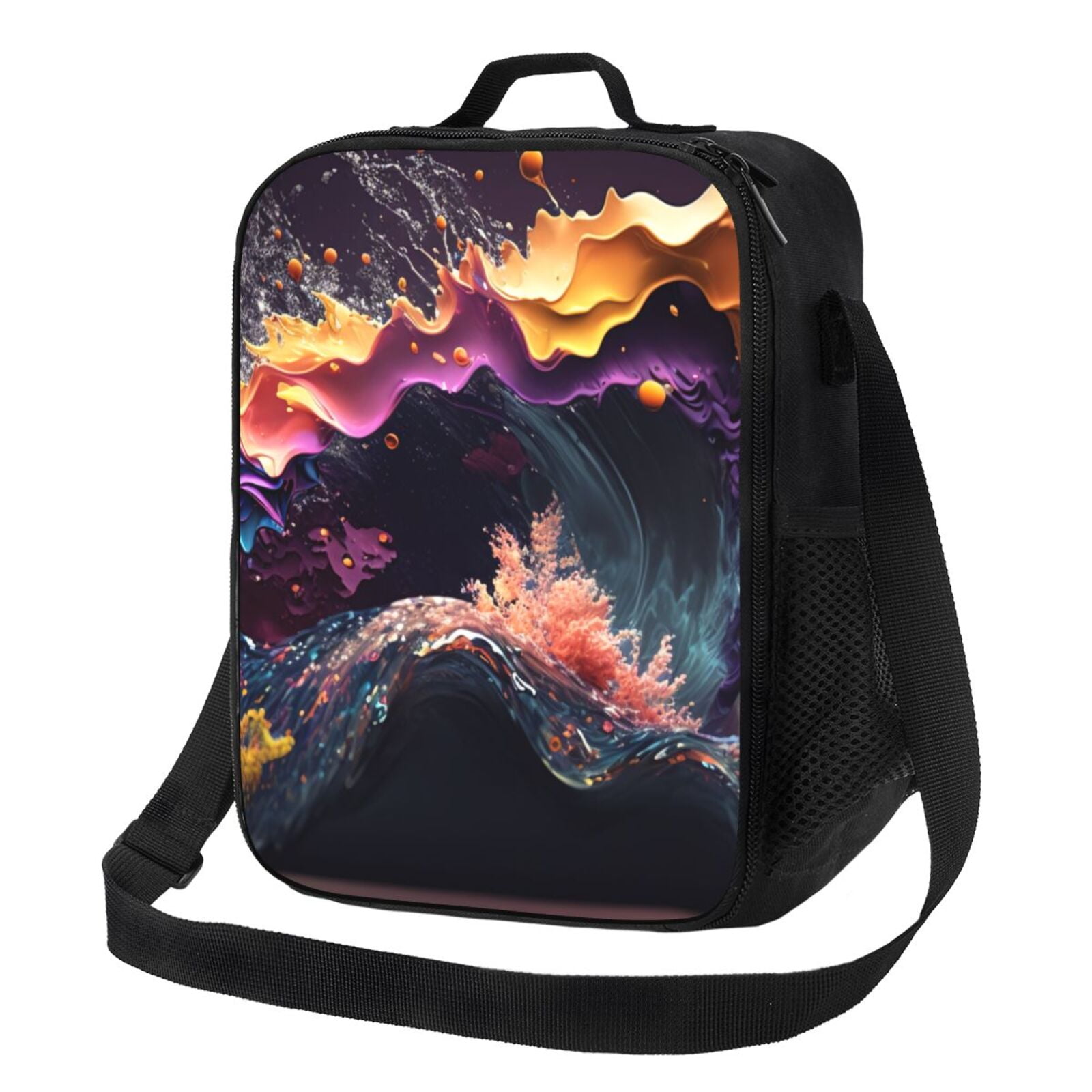 Logiee Explosive Fluid Splash Art Print Insulated Lunch Bag for Women/Men, Reusable Lunch Box ...