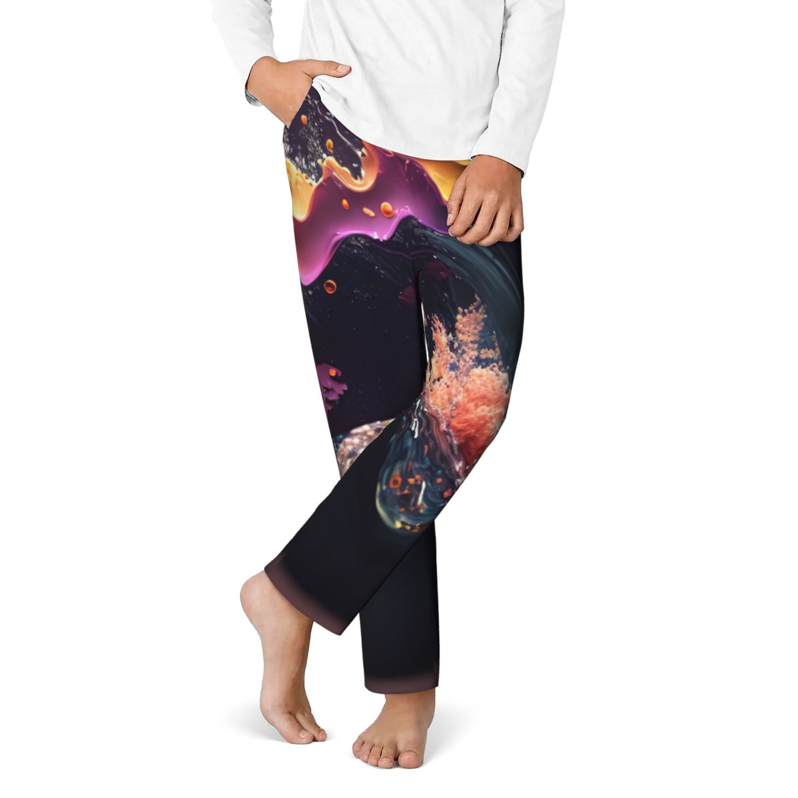 Logiee Explosive Fluid Splash Art Print Teenagers' Pajama Pants ,Boys Bottoms,Long Sleep Pants ...