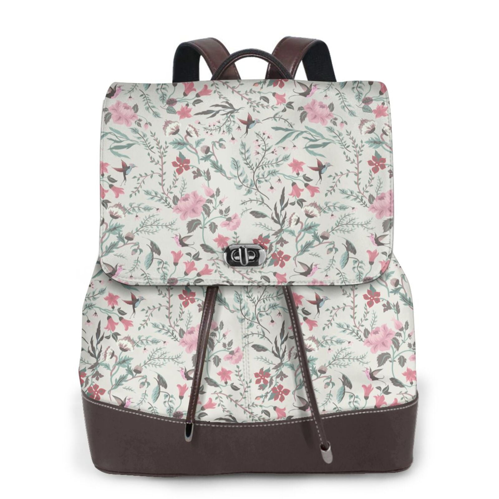 Logiee Fairy Floral Print Backpack Purse for Women,Fashion Leather ...