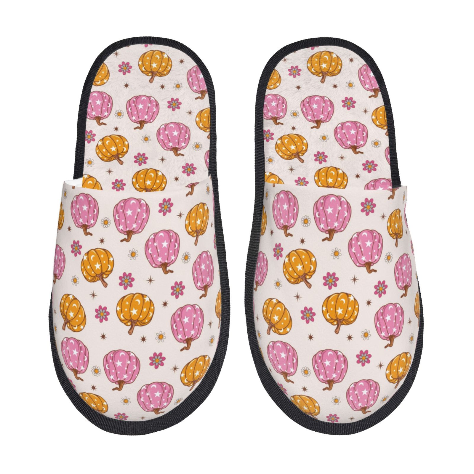 Logiee Fall 70s Groovy Hippie 1 Print Fuzzy Scuff Slippers,Soft Comfy ...
