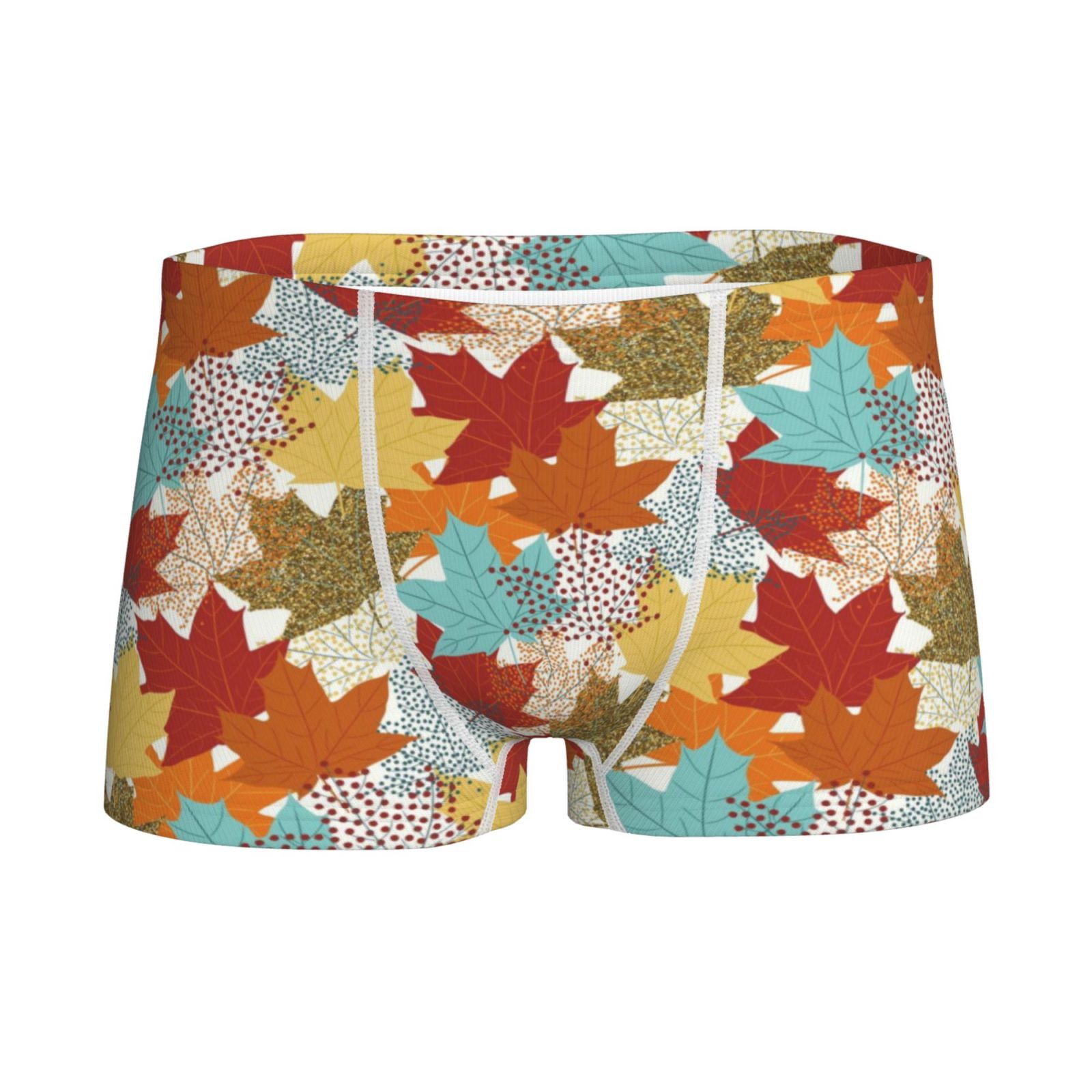 Logiee Fall Maple Leaves Print Boys' Boxer Briefs,Tween Boy Underwear-X ...
