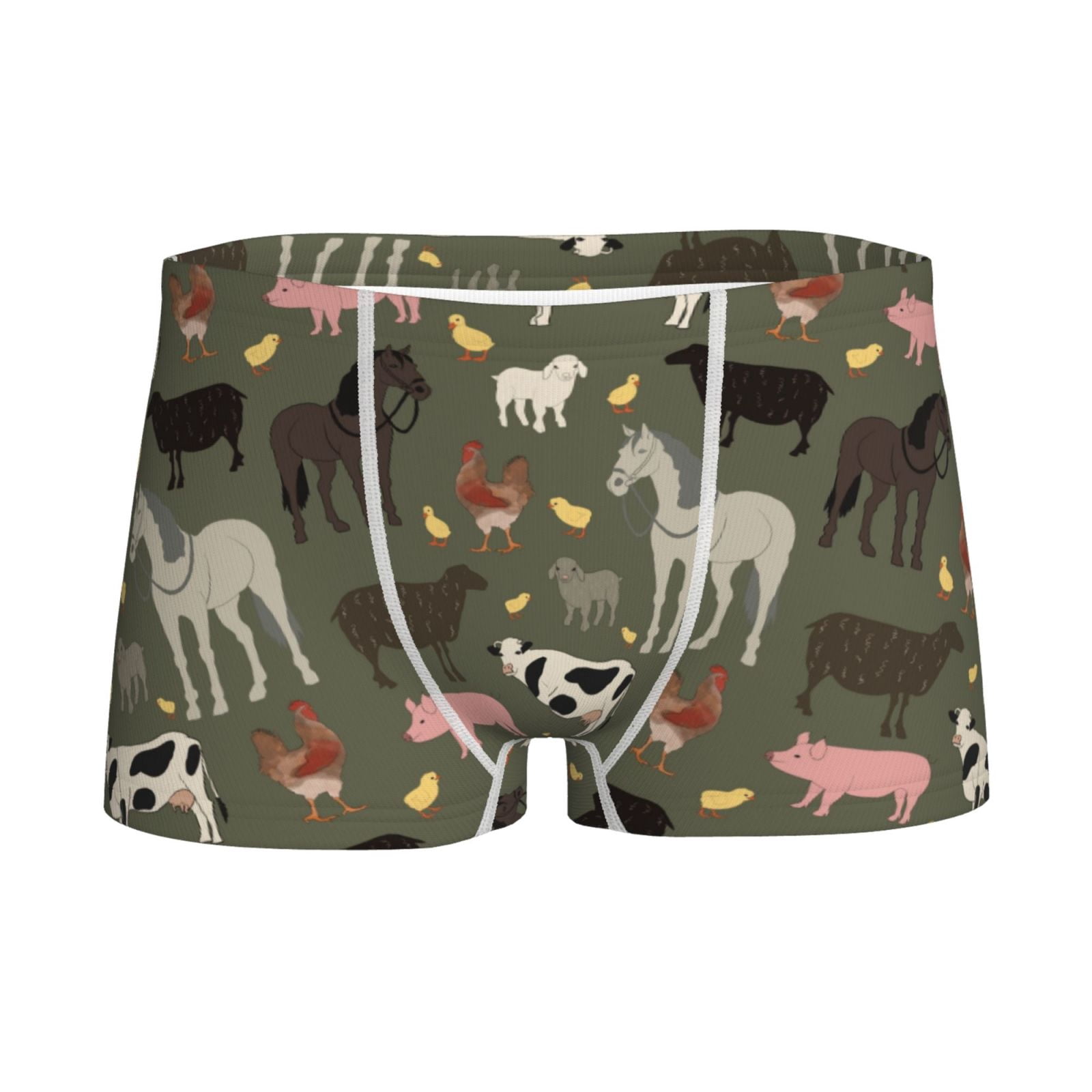 Logiee Farm Animals Print Boys' Boxer Briefs,Tween Boy Underwear-X ...