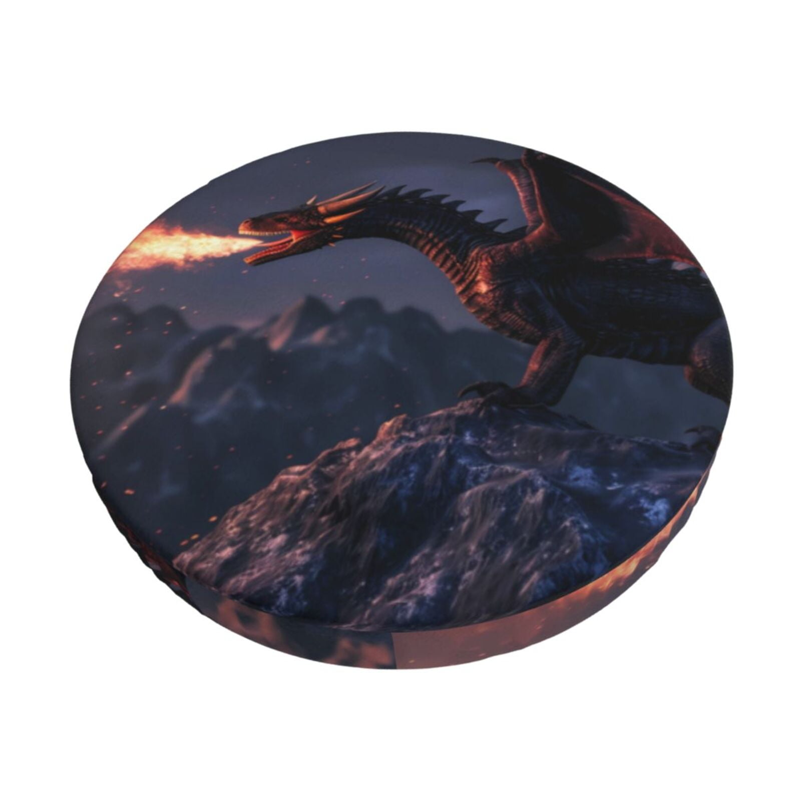 Logiee Fire Breathing Dragon Twilight Print Stool Covers Round,Bar ...