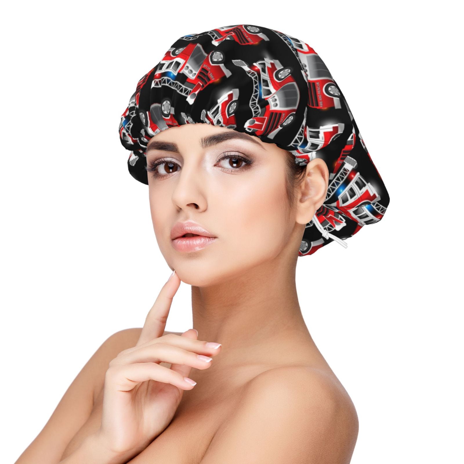Logiee Fire and Rescue Truck Print Silk Bonnet Satin Bonnet for ...
