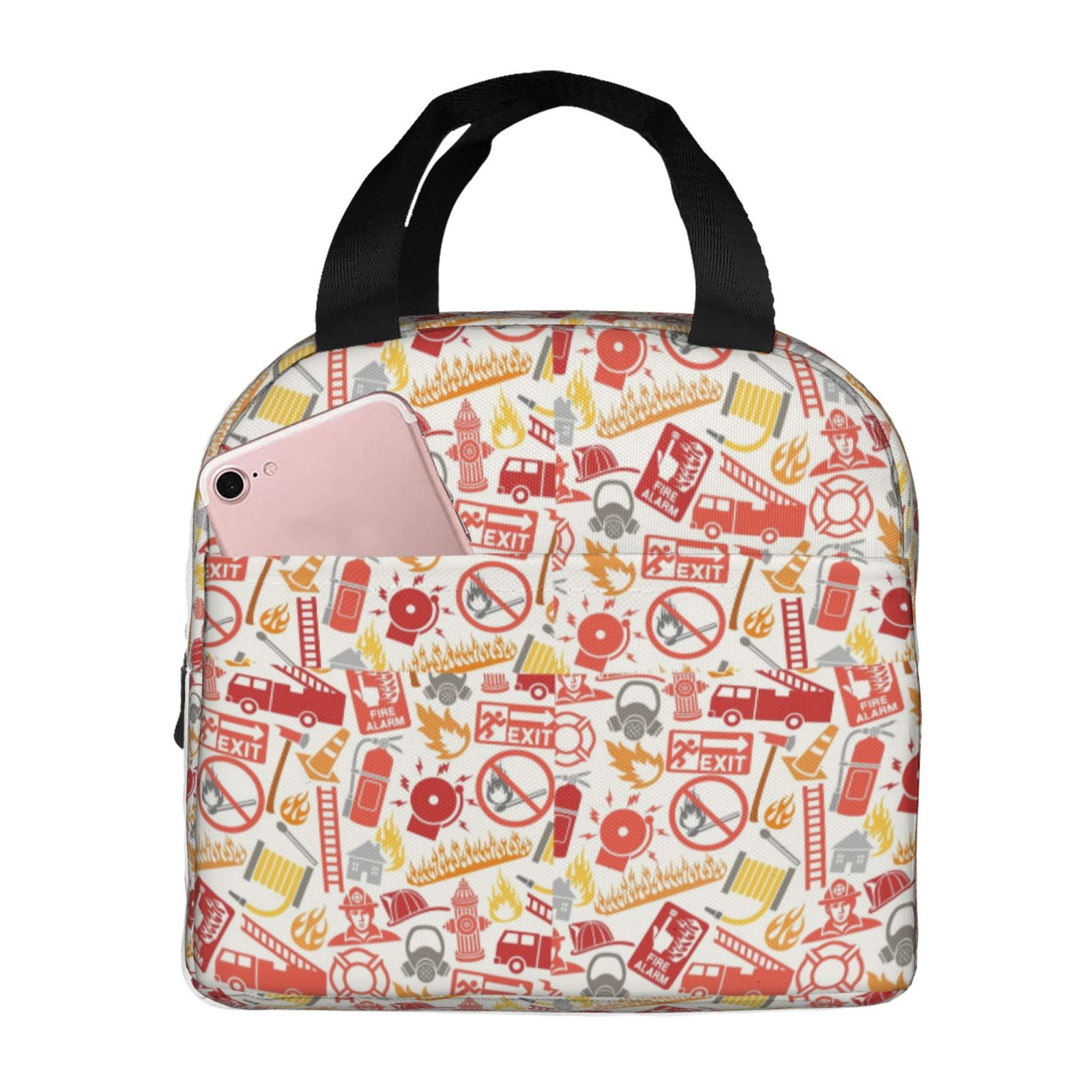 Logiee Firefighter Icons Print Lunch Bag,Lunch Box for Women Men ...