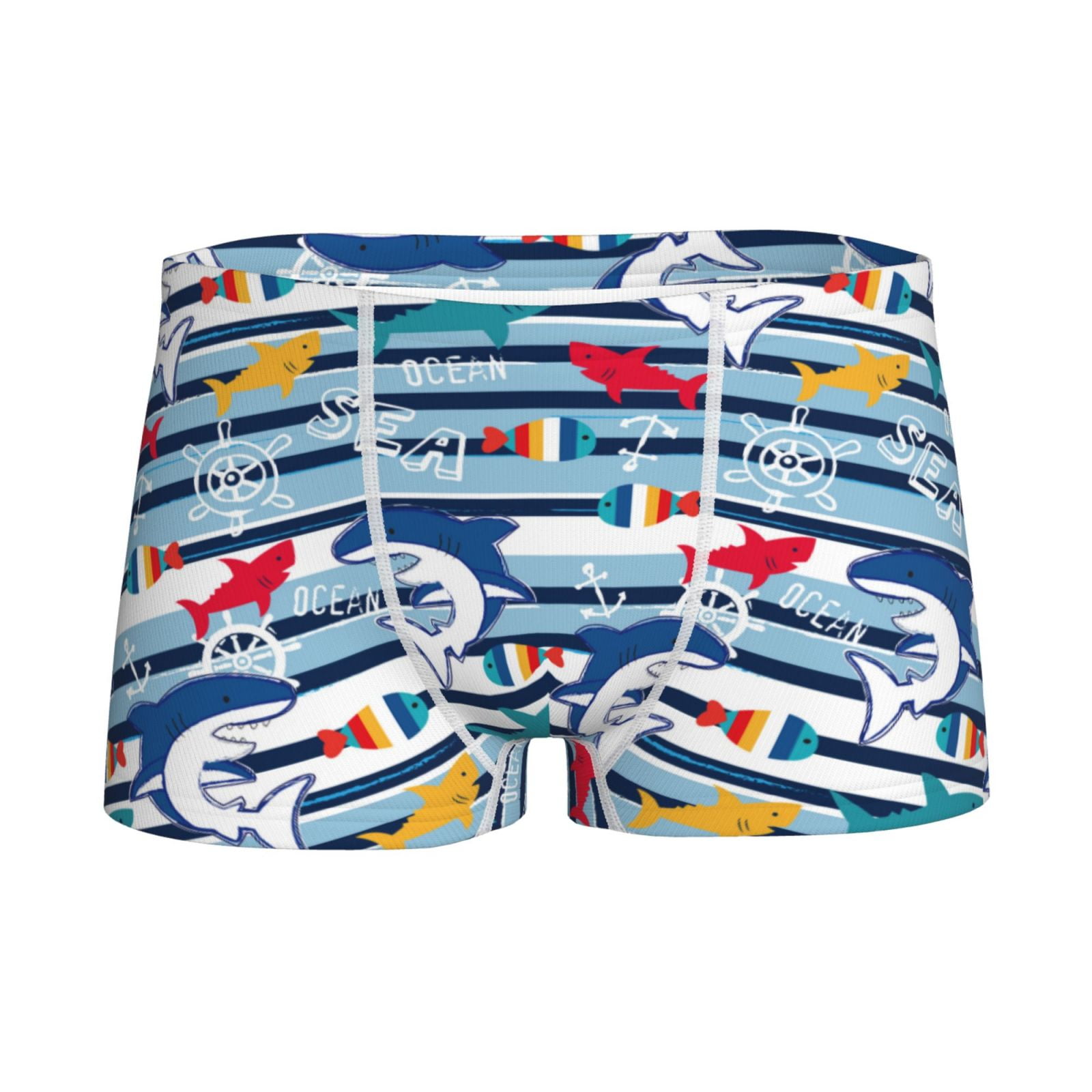 Logiee Fish And Shark Print Boys' Boxer Briefs,Tween Boy Underwear ...