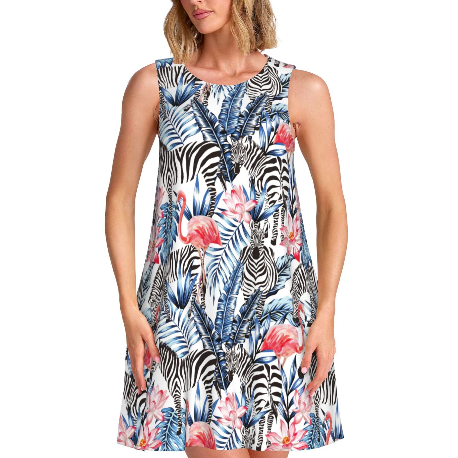Logiee Flamingo And Zebra Print Summer Dresses for Women,Beach ...