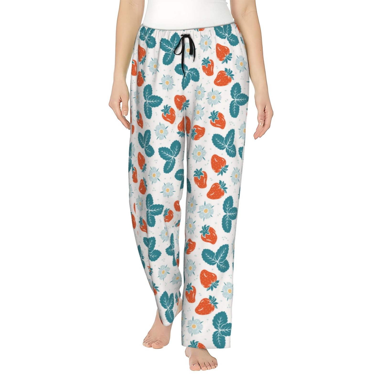 Logiee Floral Strawberr Print Women Pajama Pants,Comfy Pj Bottom with ...
