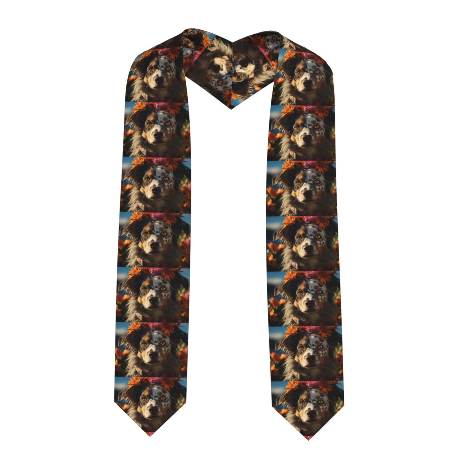 Logiee Flower Crown Dog Print Unisex Adult Graduation Stole Shawl 72 ...