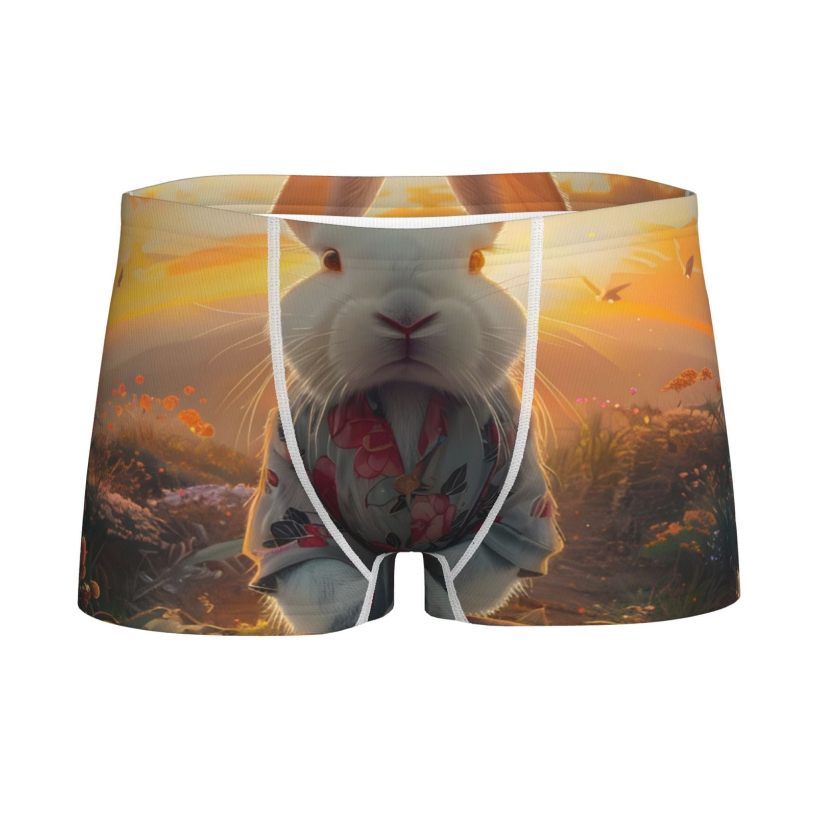 Logiee Flower Meditating Rabbit Print Boys' Boxer Briefs,Tween Boy ...