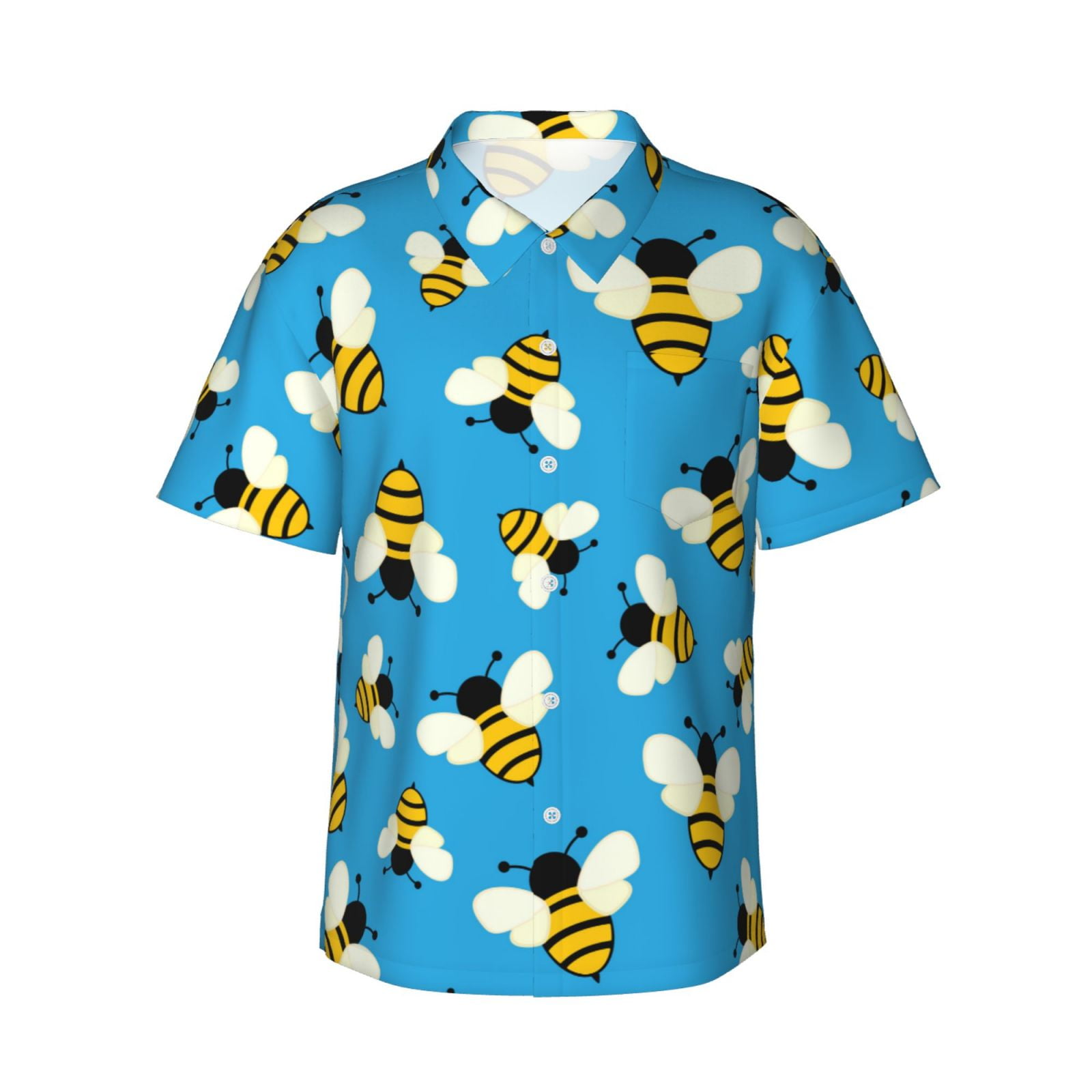 Logiee Flying Bees Print Mens Hawaiian Shirts,Loose-Fit Short Sleeve ...