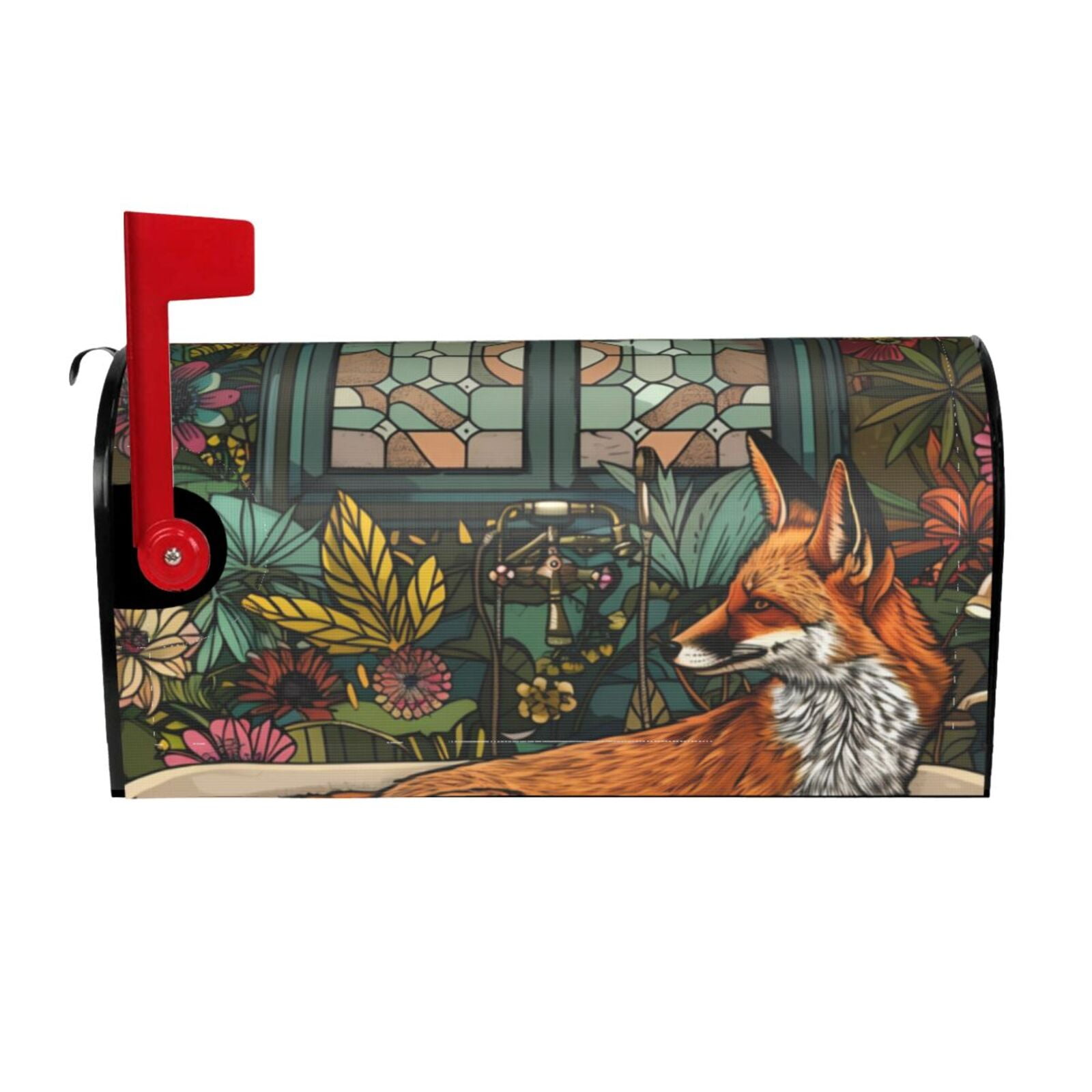 Logiee Fox Bathtub Floral Art Print Post Letter Box Wrap Decor, Mailbox ...