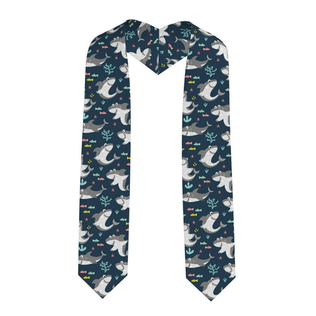 Logiee Friendly Smiling Sharks Print Unisex Adult Graduation Stole ...