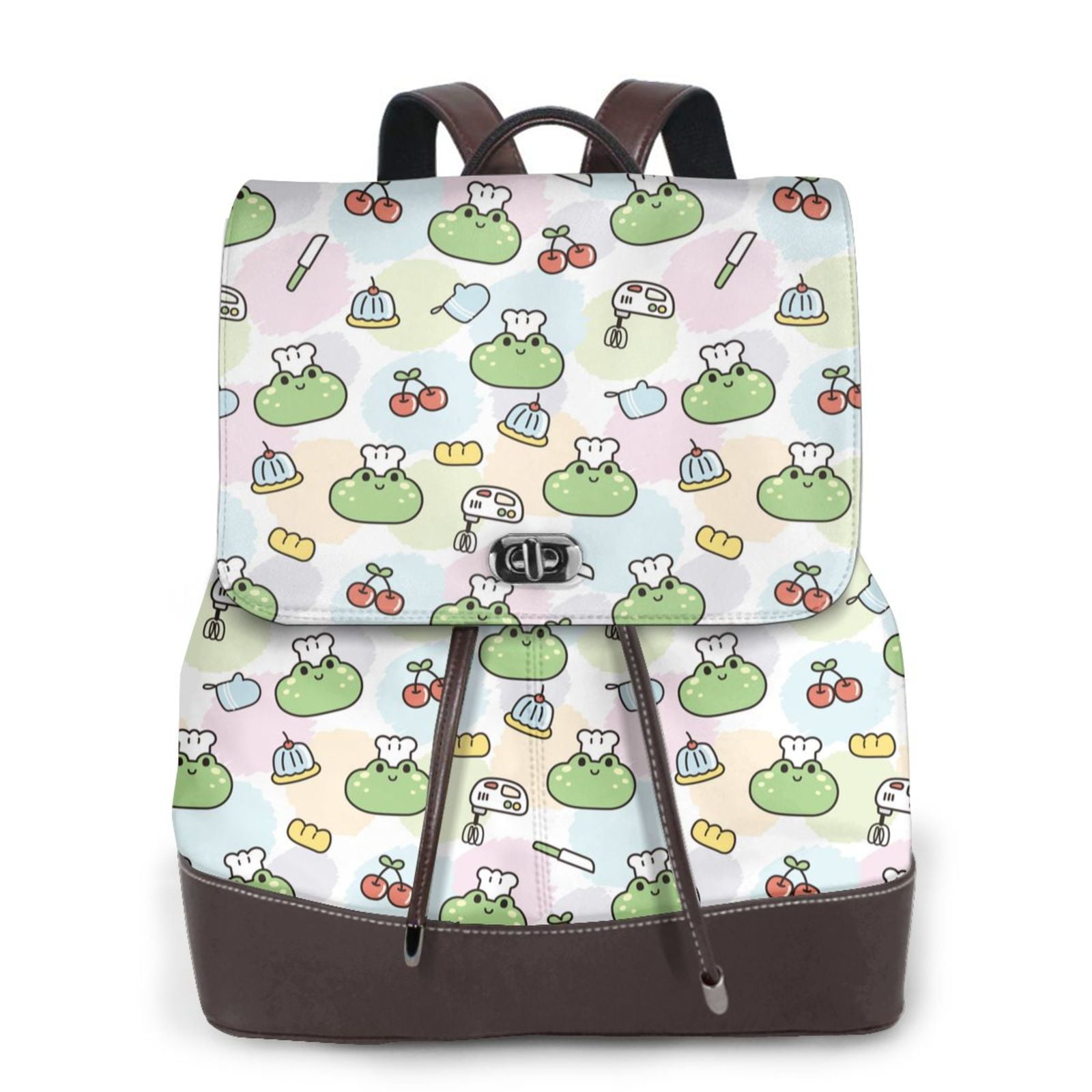 Logiee Frog Wear Chef Hat Print Backpack Purse for Women,Fashion ...